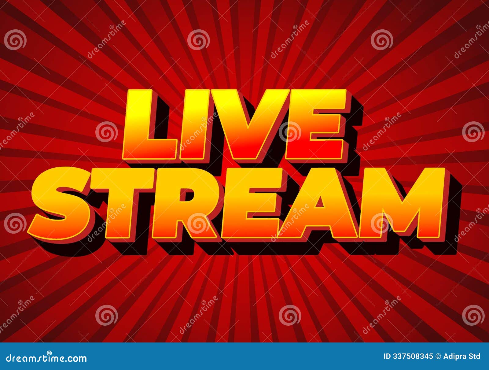 Live Stream. Text Effect in 3D Style with Modern Colors Stock ...