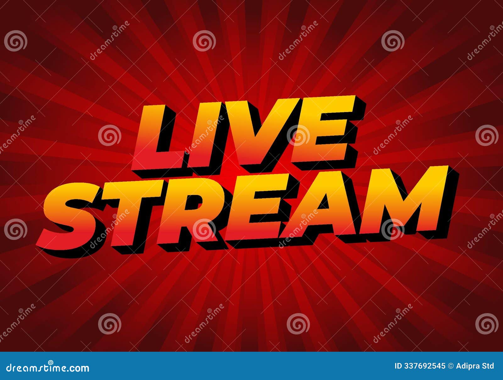 Live Stream. Text Effect in 3D Style with Modern Colors Stock ...