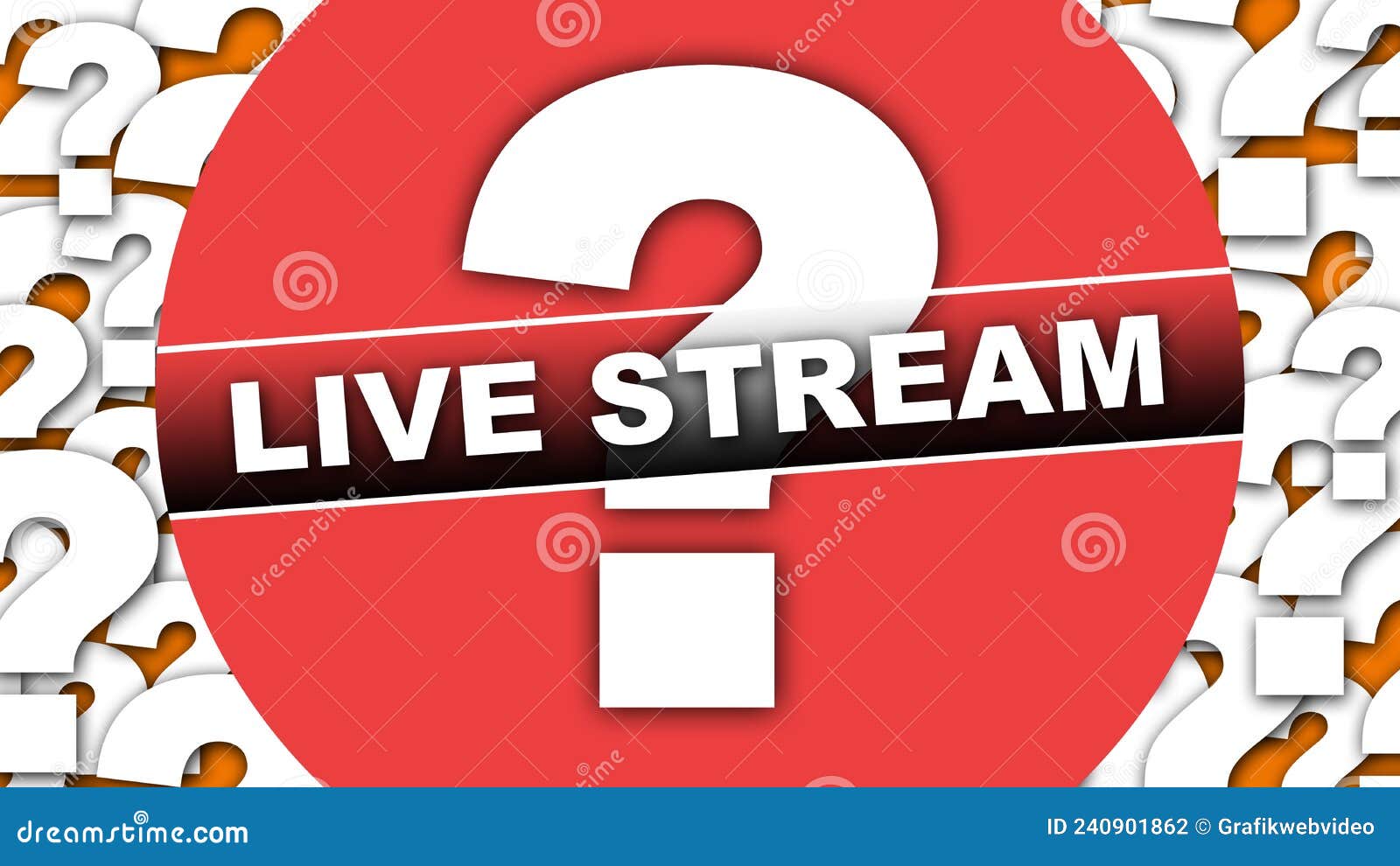 Live Stream ? Text Title - Circular Concept - Orange Background - 3D ...