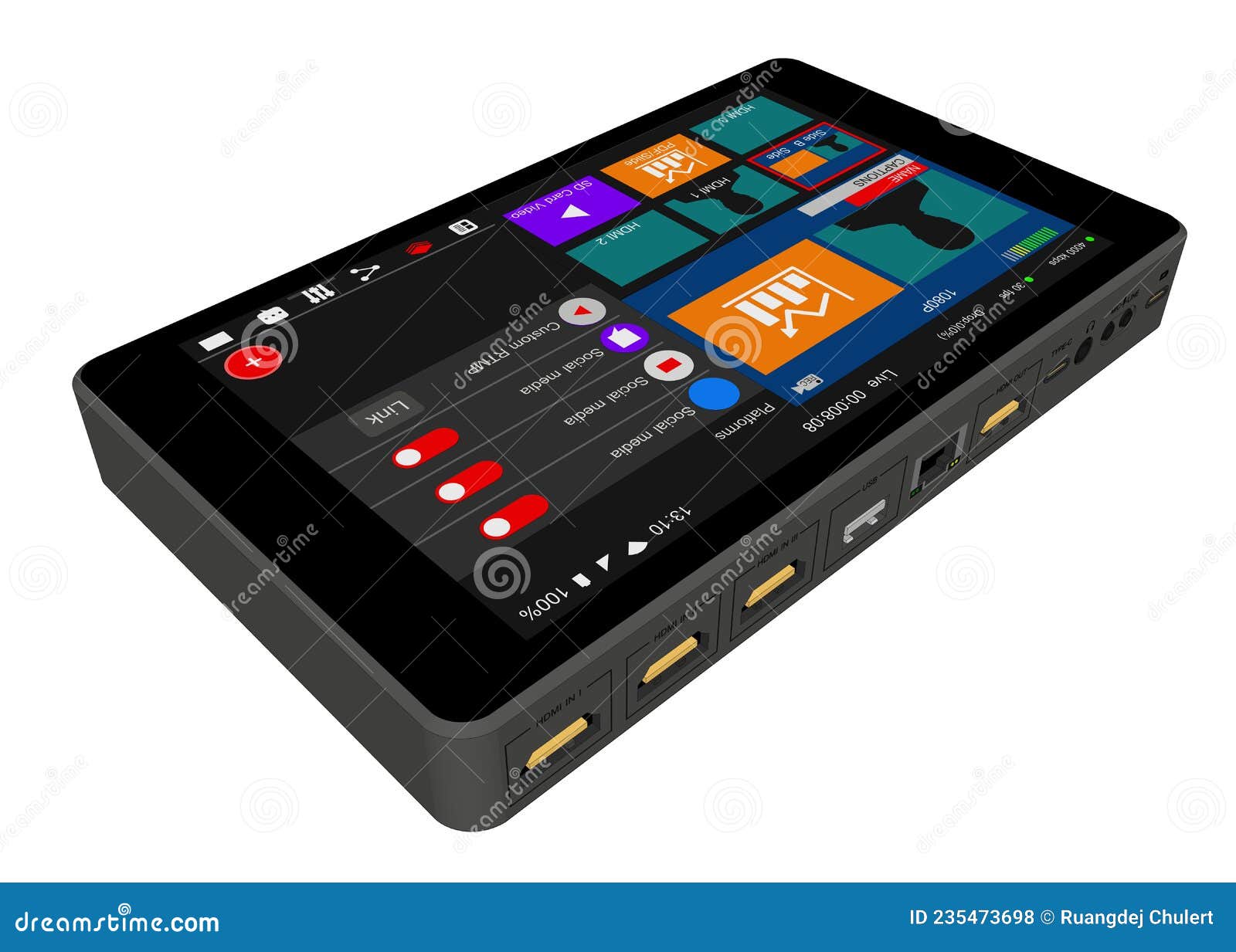 Live Streaming Box for Multiple Camera Stock Photo - Image of switcher ...