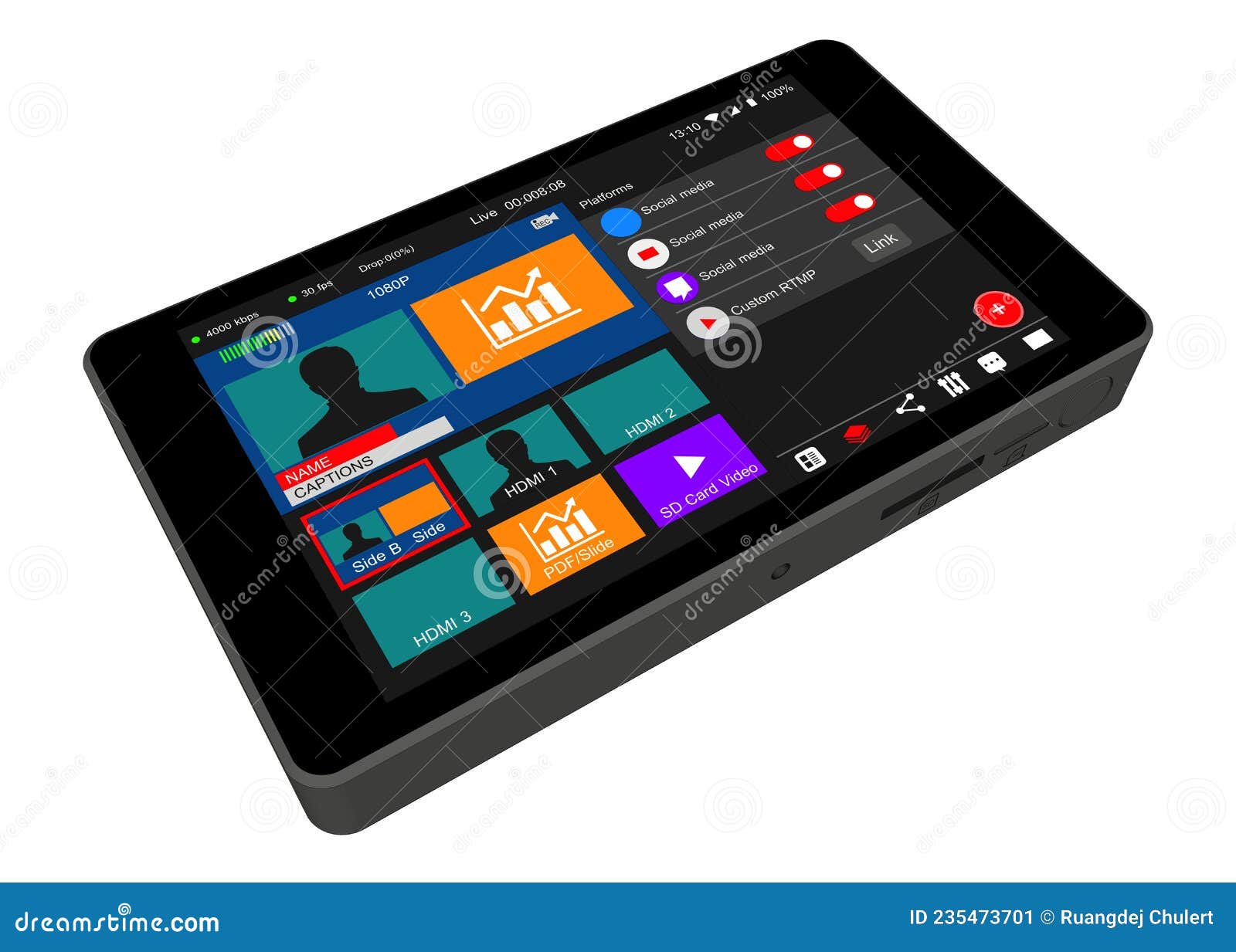 Live Streaming Box for Multiple Camera Stock Image - Image of editor ...
