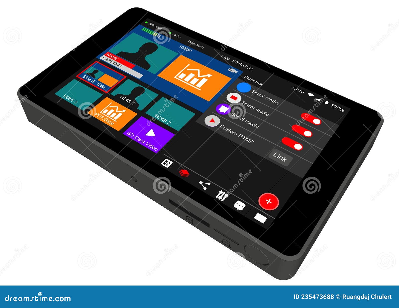 Live Streaming Box for Multiple Camera Stock Photo - Image of solution ...