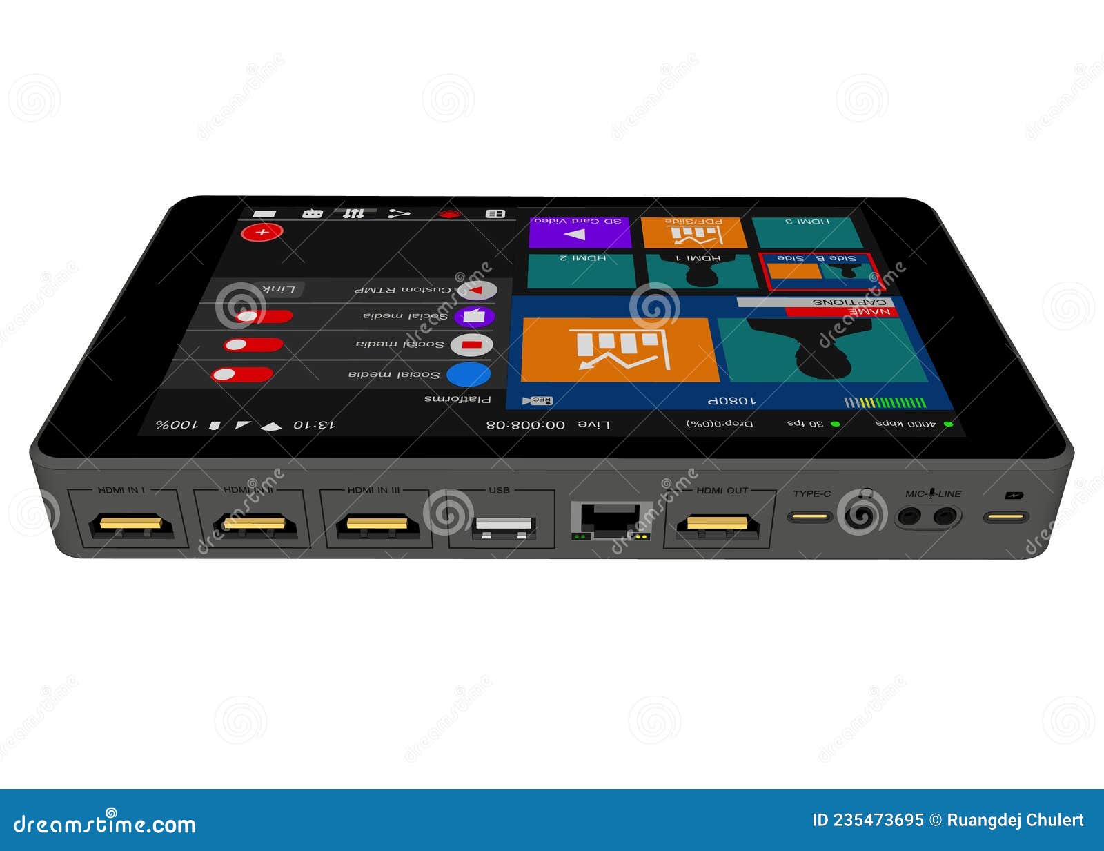 Live Streaming Box for Multiple Camera Stock Image - Image of device ...