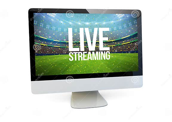 Live streaming computer stock illustration. Illustration of stadium ...
