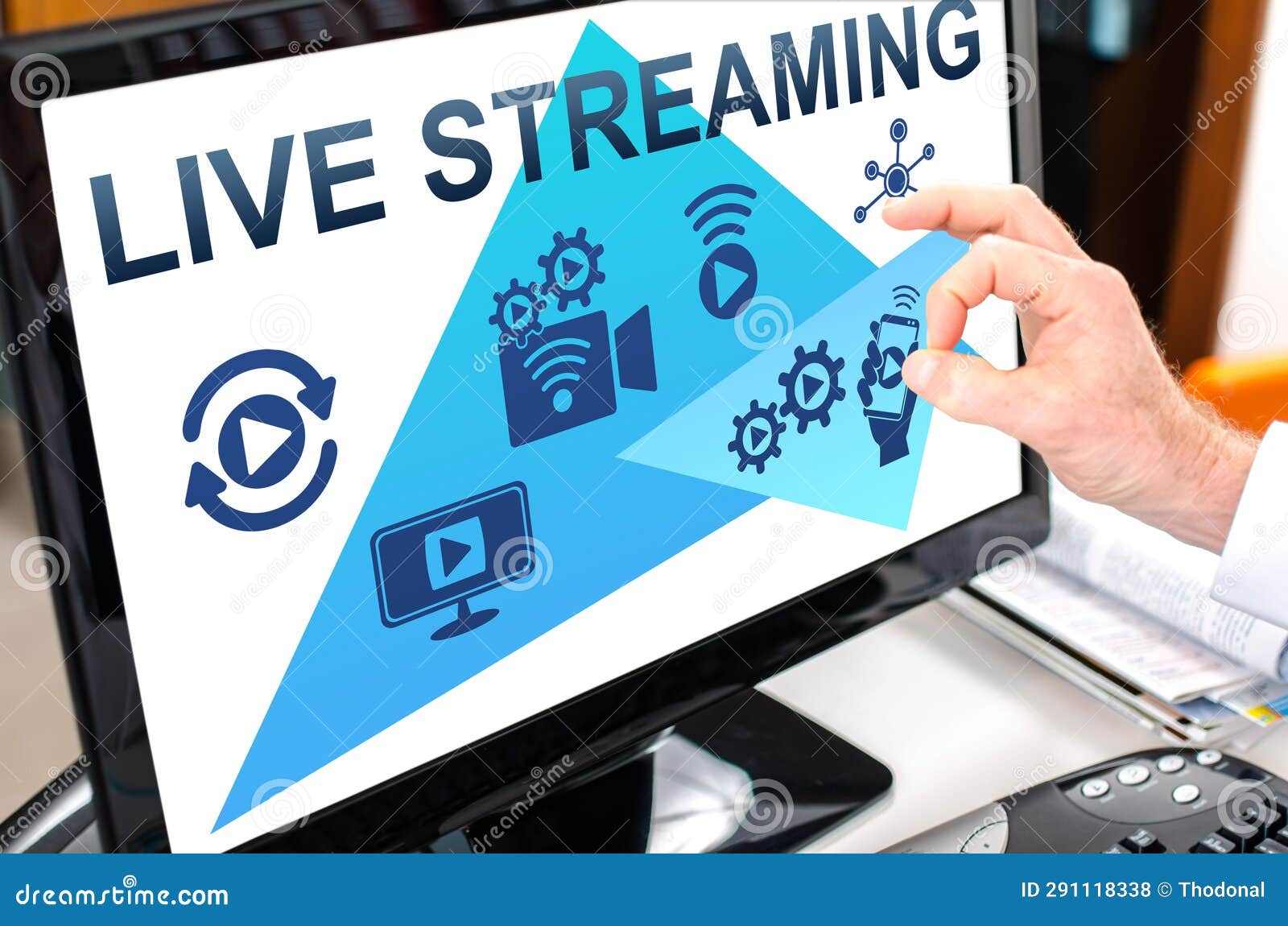Live Streaming Concept on a Computer Monitor Stock Photo - Image of ...