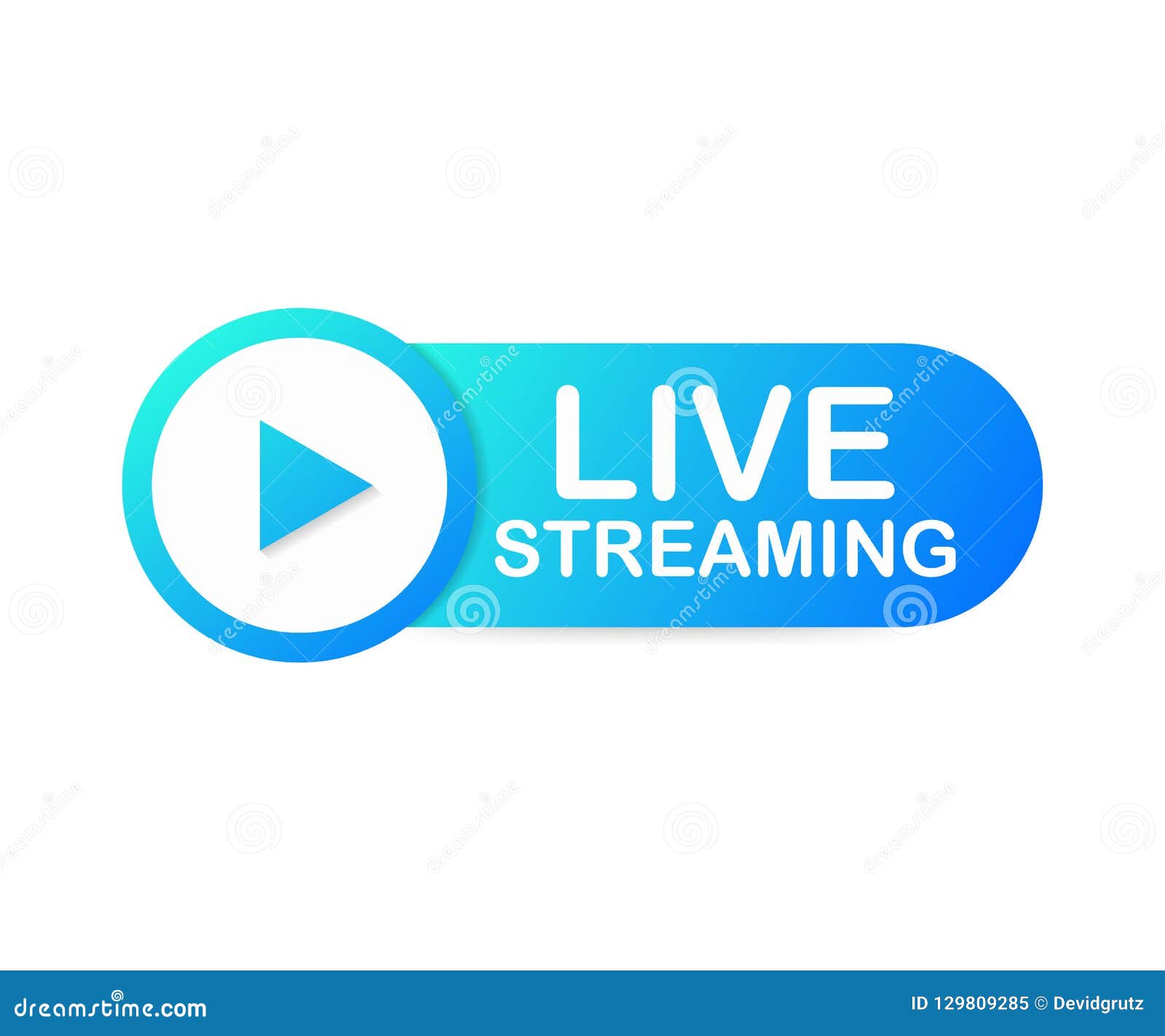 Live Streaming Flat Logo - Blue Vector Design Element with Play Button ... Live Streaming Flat Logo - Blue Vector Design Element with Play Button ...