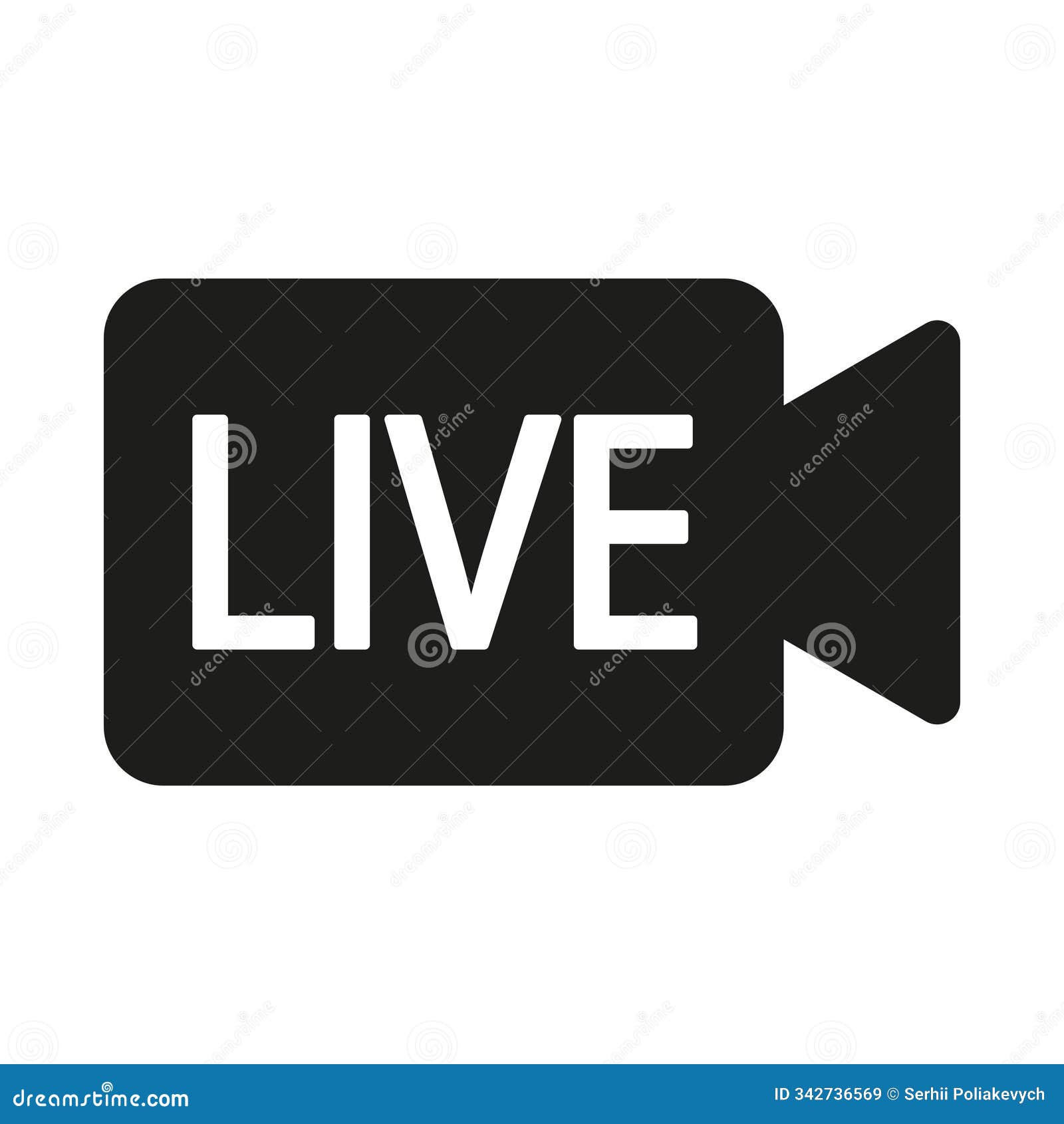 Live Streaming Icon. Bold Live Symbol. Camera Shape Graphic. Black and ...