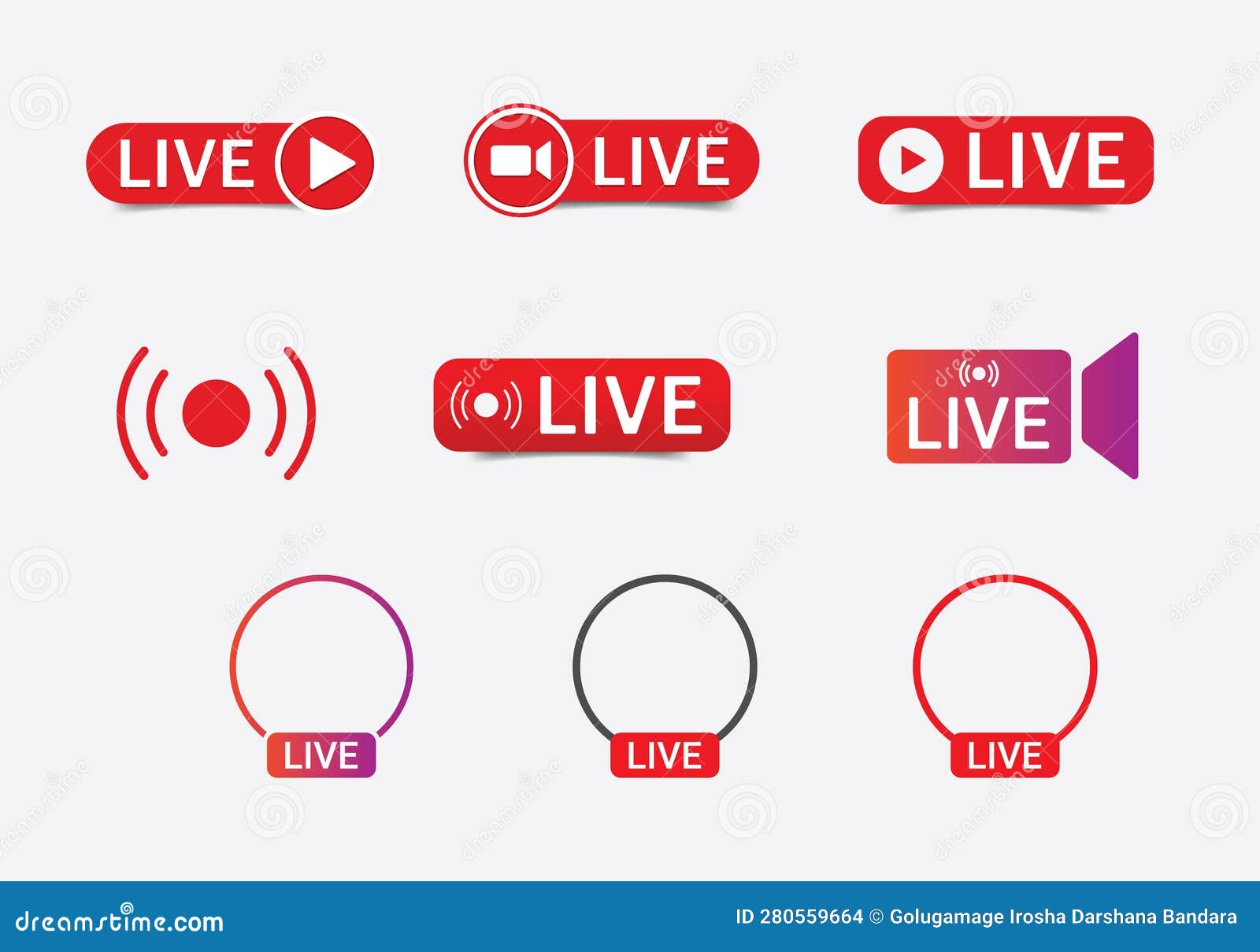 Live Streaming Icon Set. Live Video Stream Symbol, White Background ...