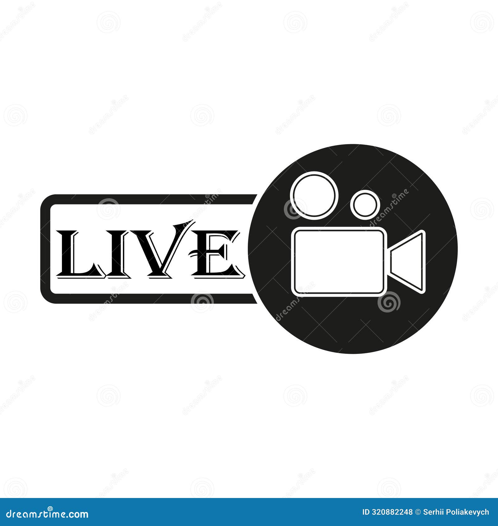 Live Streaming Icon. Video Camera Symbol. Vector Black and White Stock ...