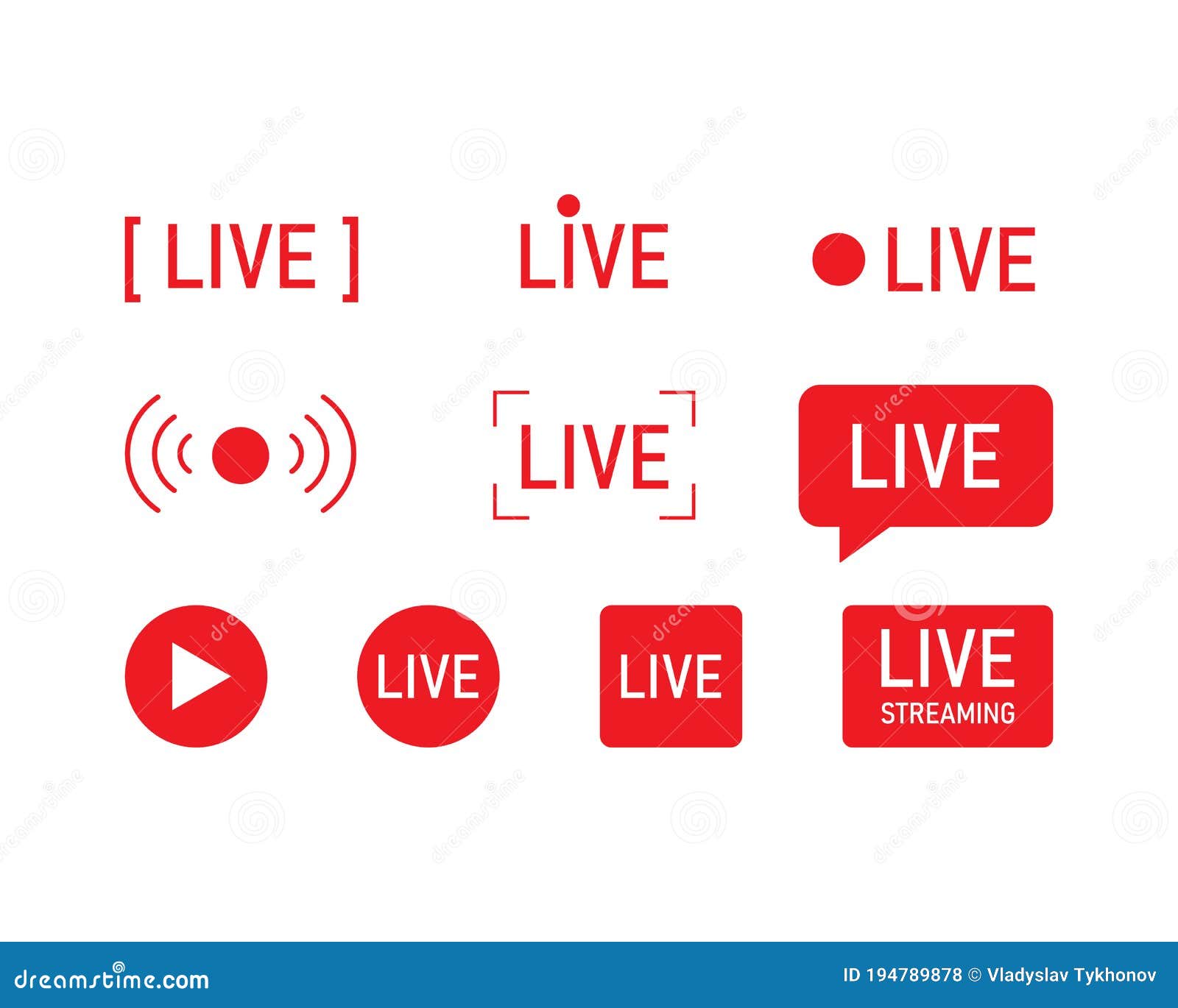 Live Streaming Icons Set. Web TV and Online Broadcasting Symbols ...