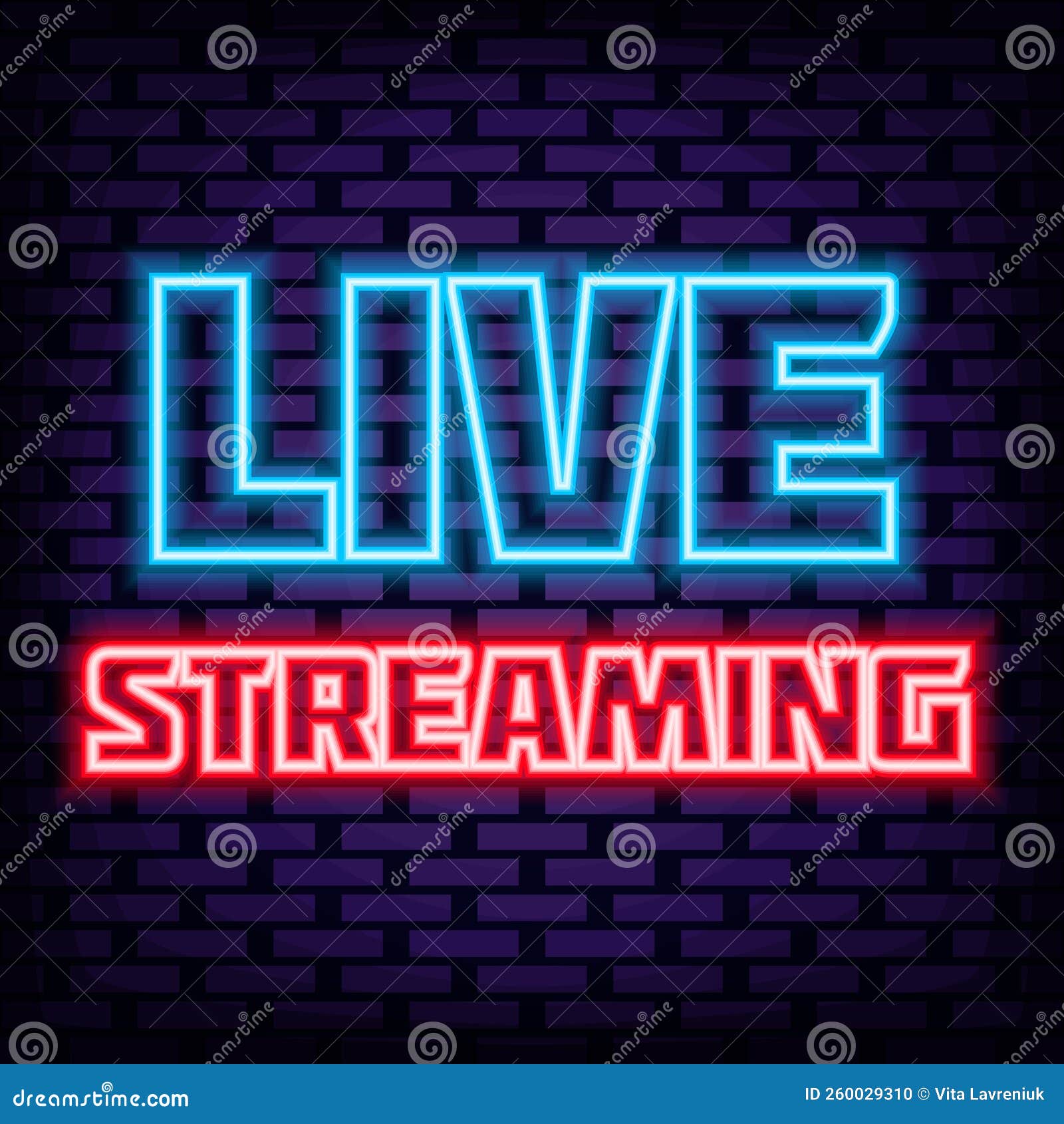 Live Streaming Neon Quote. Neon Script. Light Banner Stock Vector ...