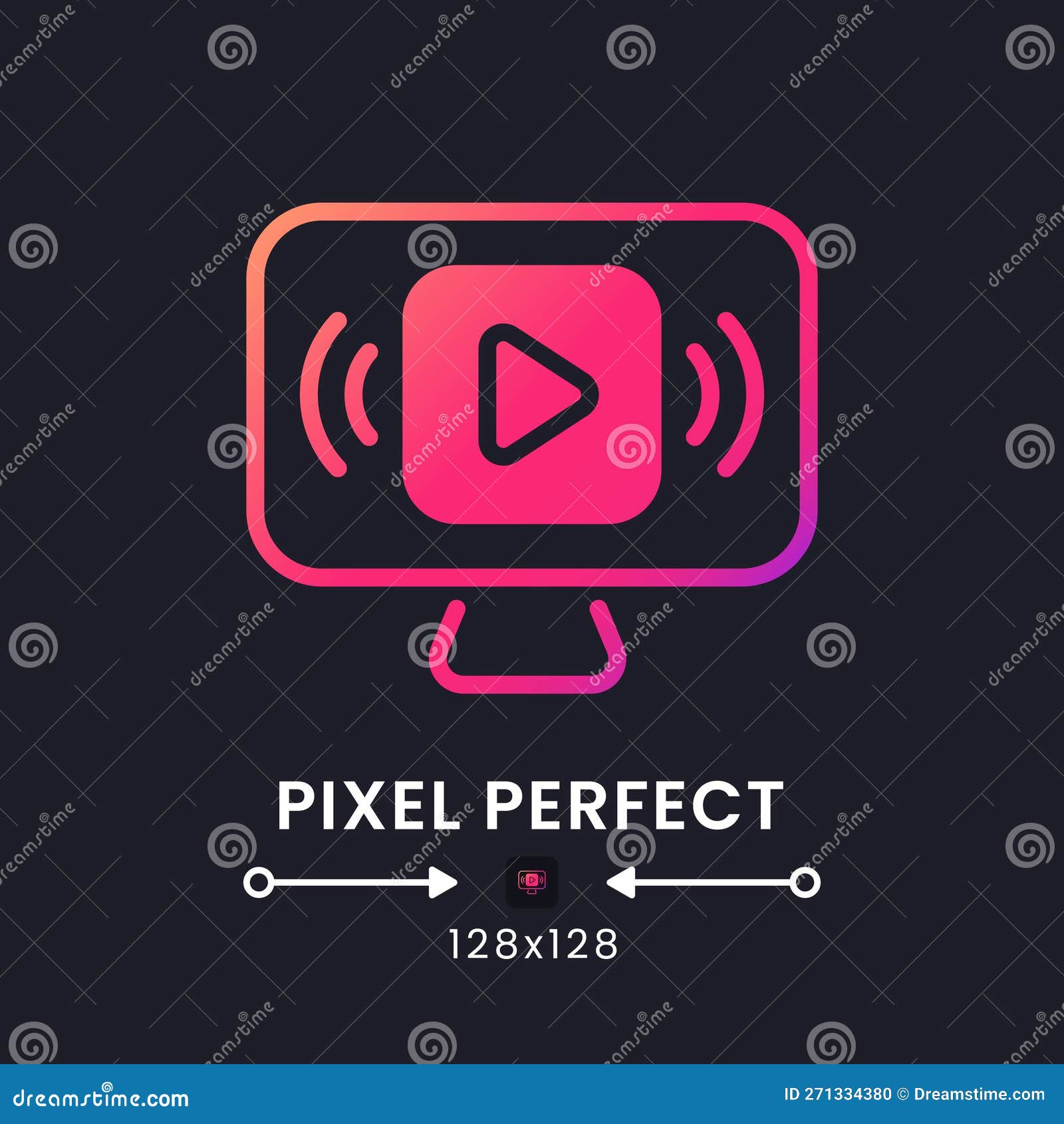 Live Streaming Pink Solid Gradient Desktop Icon on Black Stock Vector ...