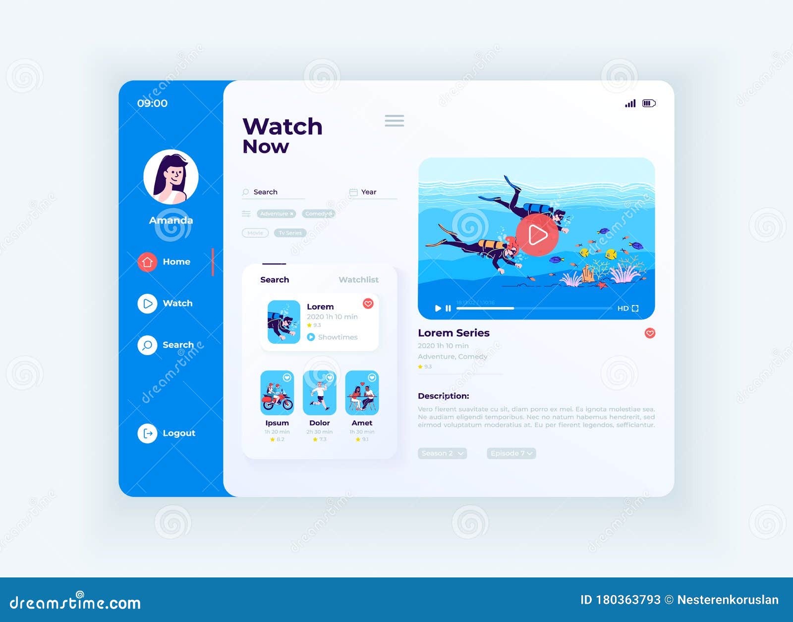 Live Streaming Service Tablet Interface Vector Template. Mobile App ... Live Streaming Service Tablet Interface Vector Template. Mobile App ...