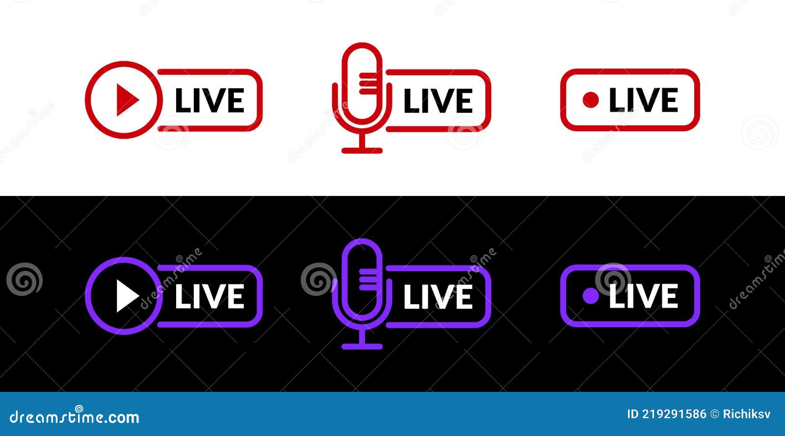 Live-Streaming-Symbole vektor abbildung. Illustration von mikro - 219291586