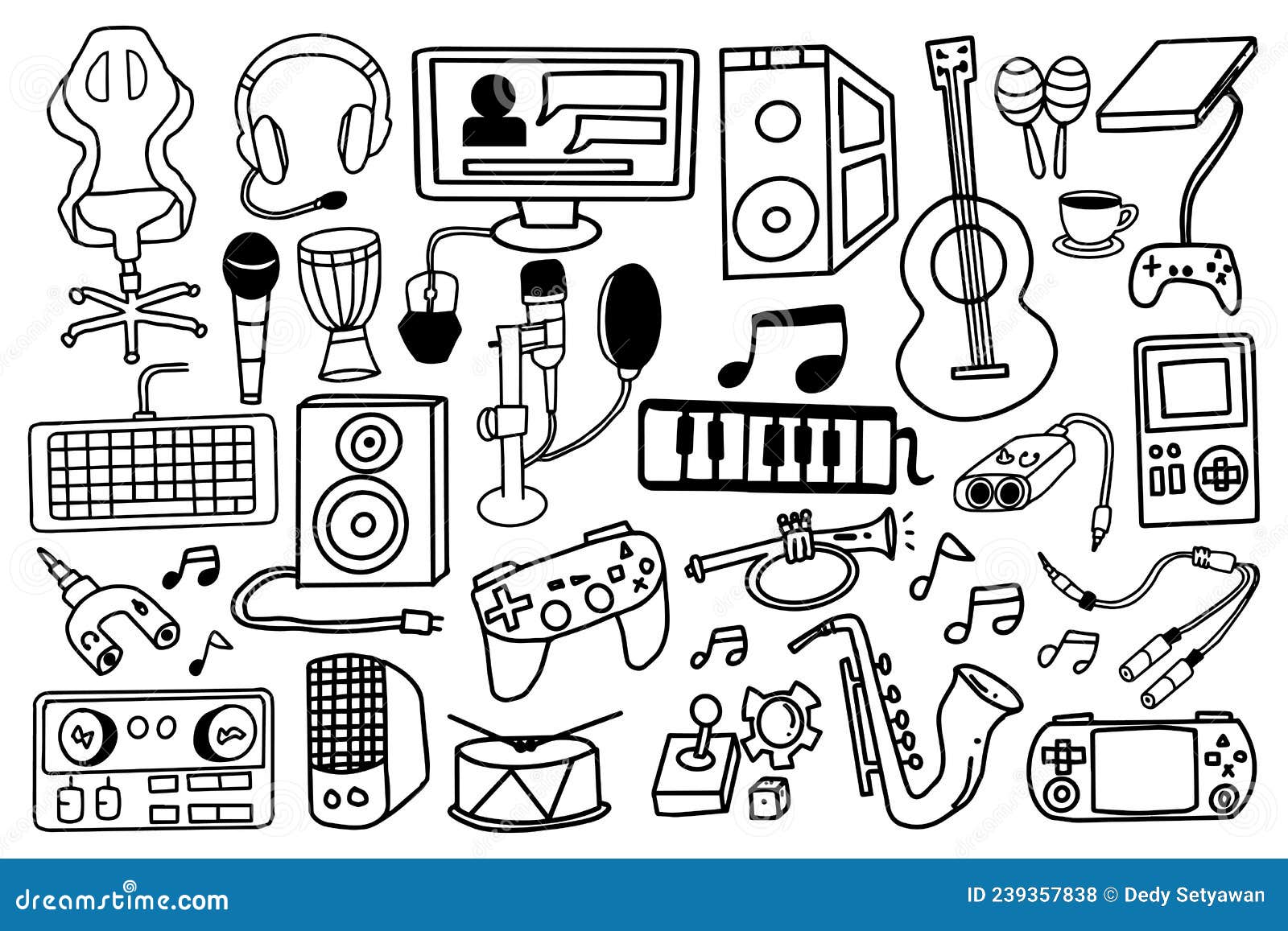 Live Streaming Tool Doodle Design Stock Illustration - Illustration of ...