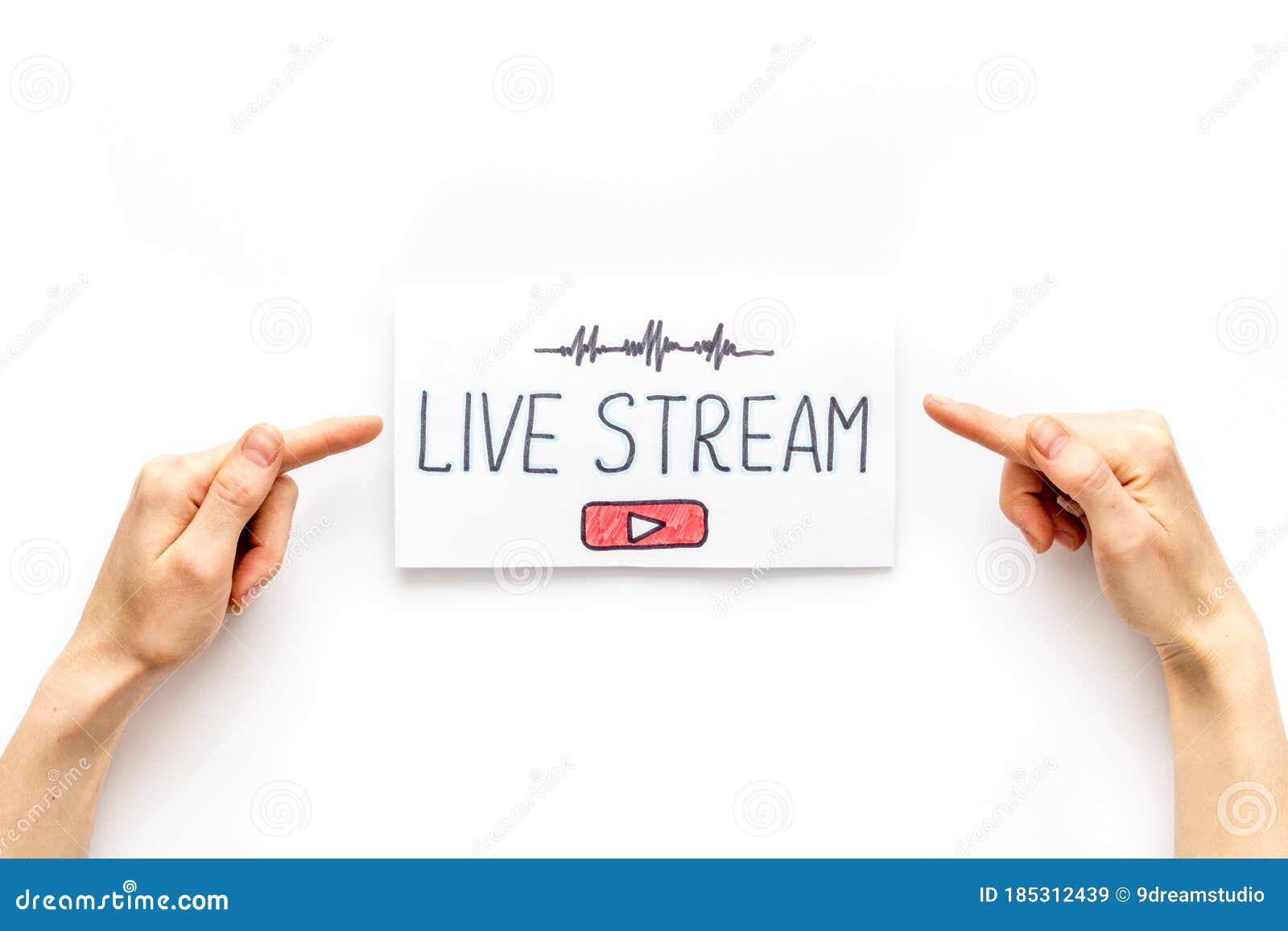 Live Streaming Web Network Concept. Female Hands Holding Paper Tablet ...