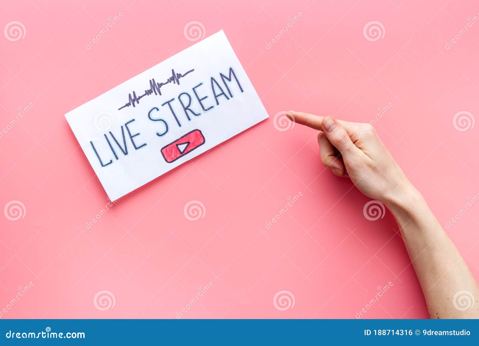 Live Streaming Web Network Concept. Female Hands Holding Paper Tablet ...