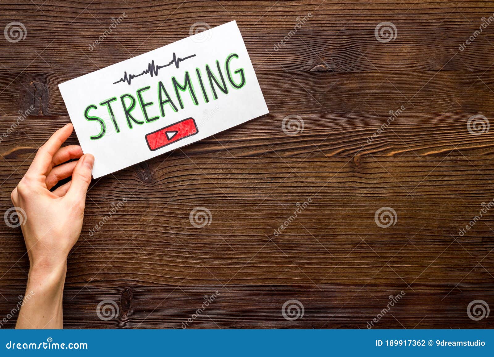 Live Streaming Web Network Concept. Female Hands Holding Paper Tablet ...