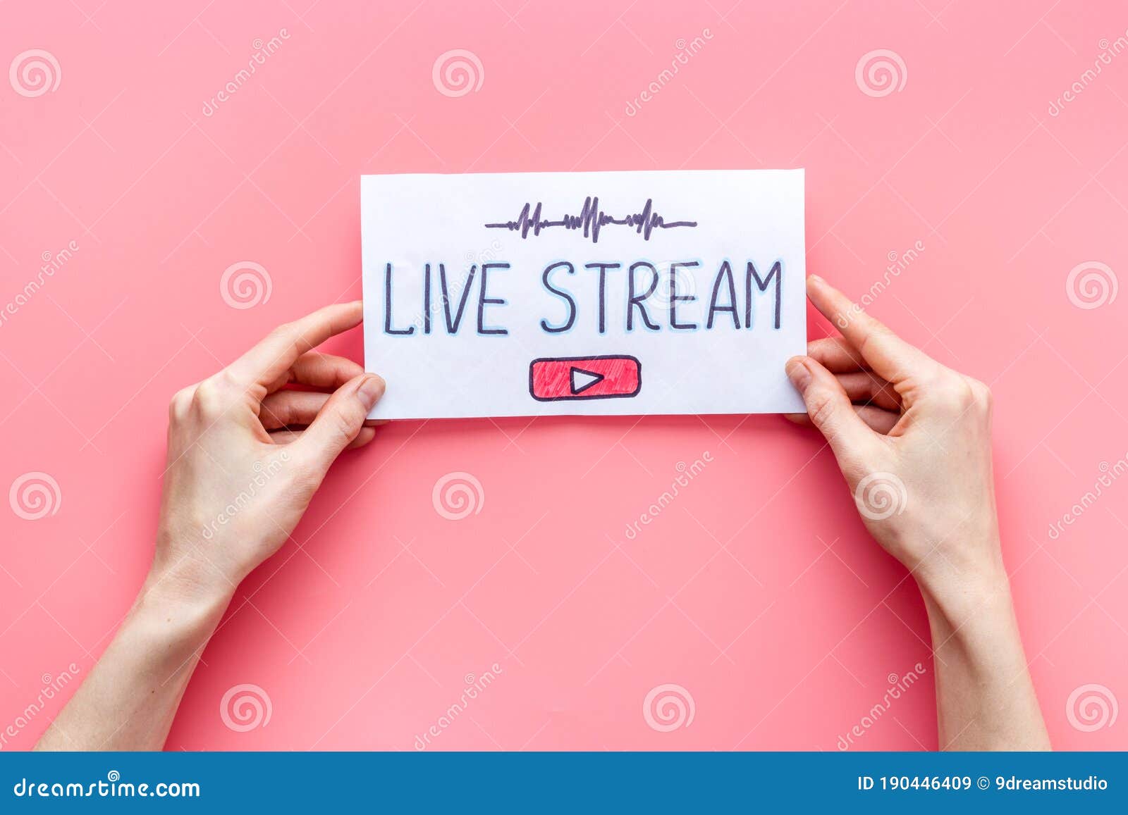 Live Streaming Web Network Concept. Female Hands Holding Paper Tablet ...