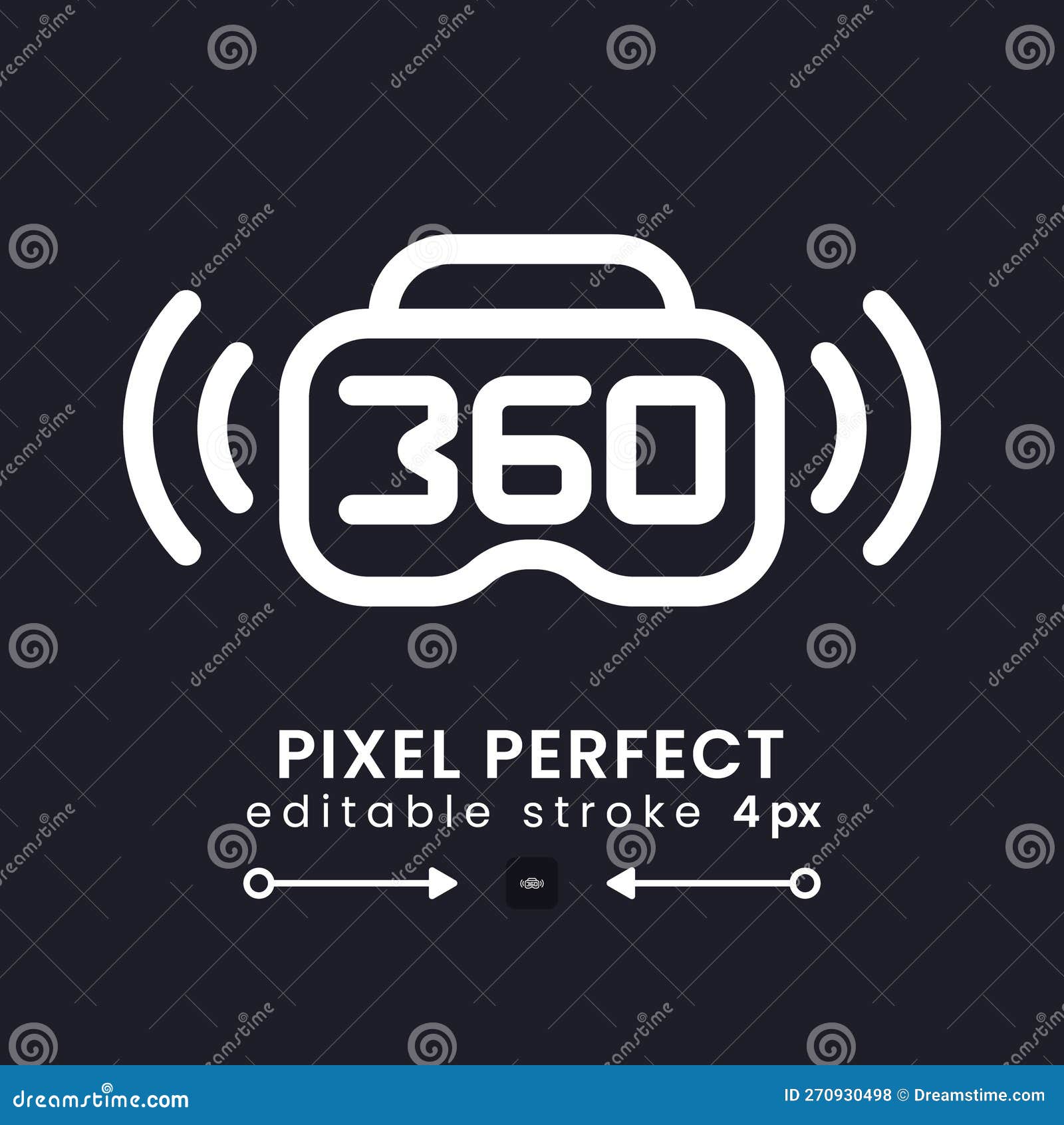 360 Live Streaming White Linear Desktop Icon on Black Stock ...