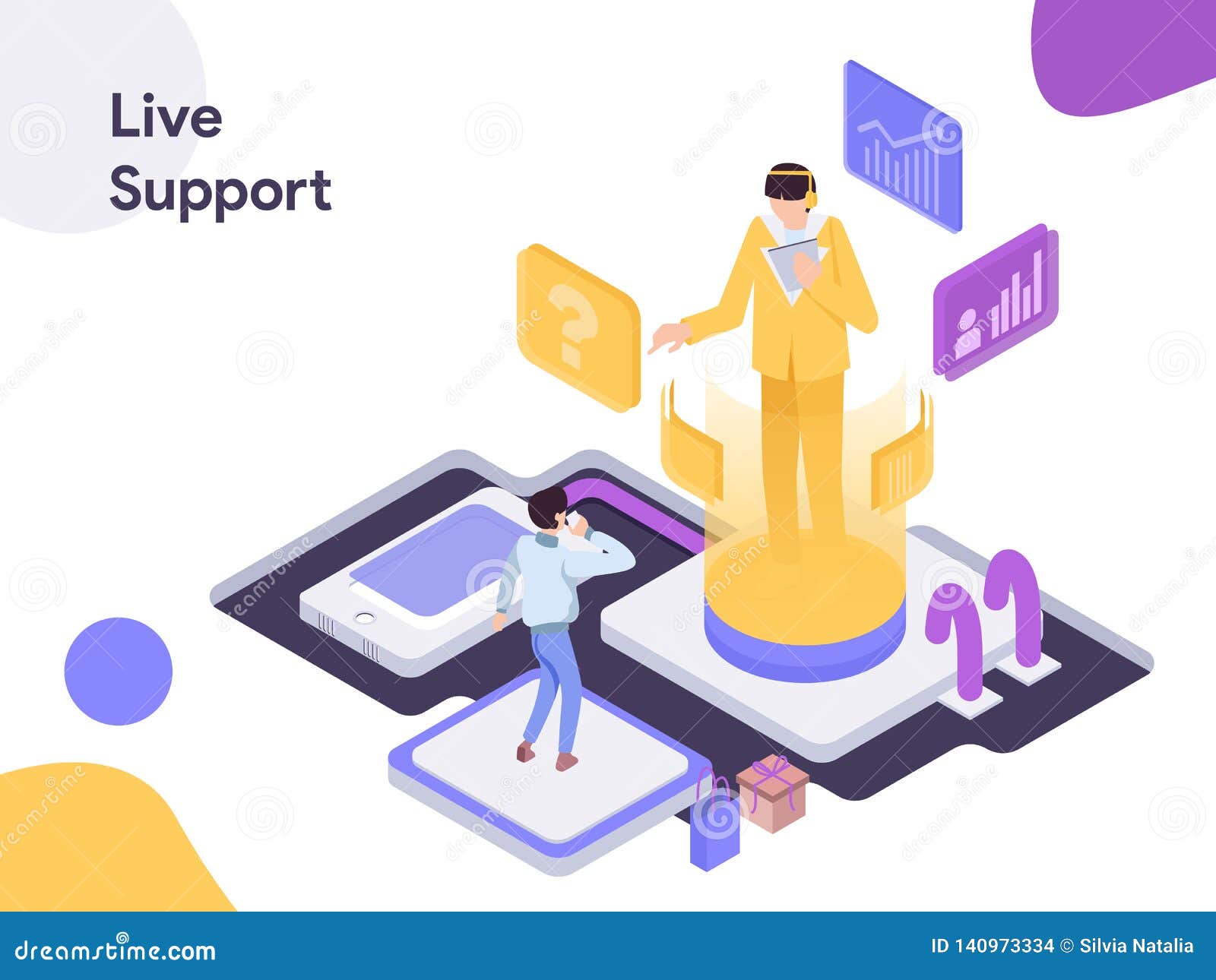 Live Support Isometric Illustration. Modern Flat Design Style for ...