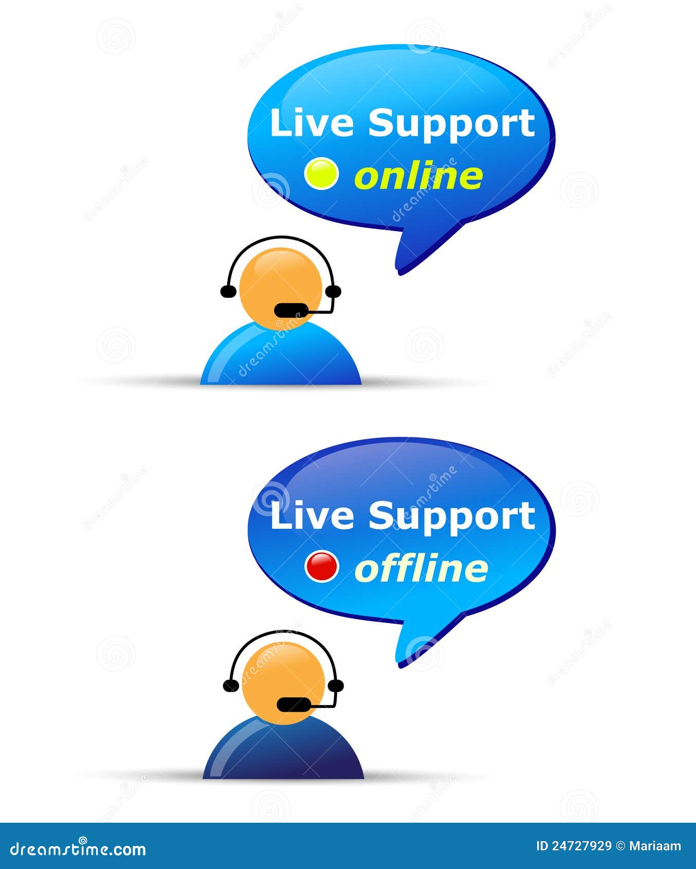 Live support website icons stock vector. Illustration of blue - 24727929