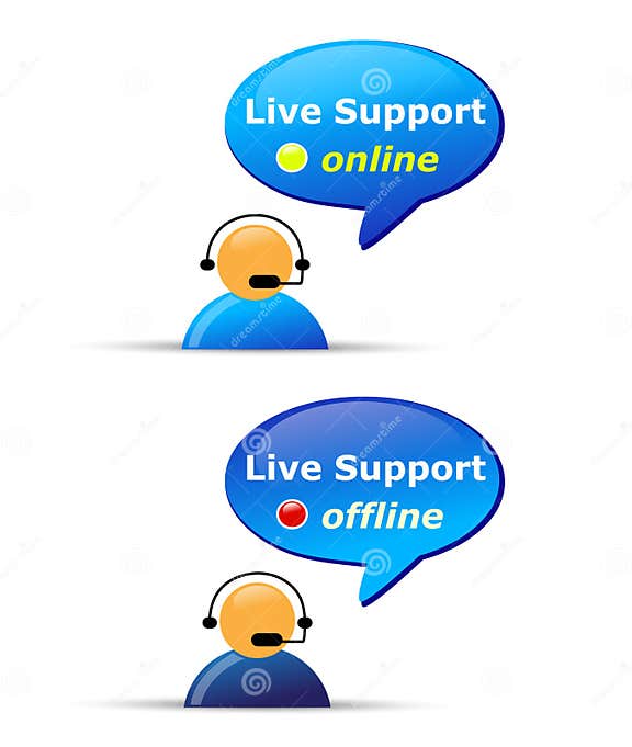Live support website icons stock vector. Illustration of blue - 24727929