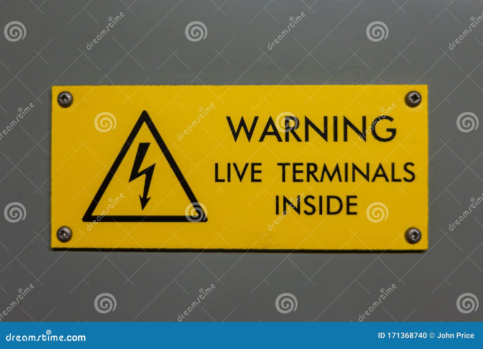 Live Terminals Inside Warning Sign Stock Photo - Image of attention ...