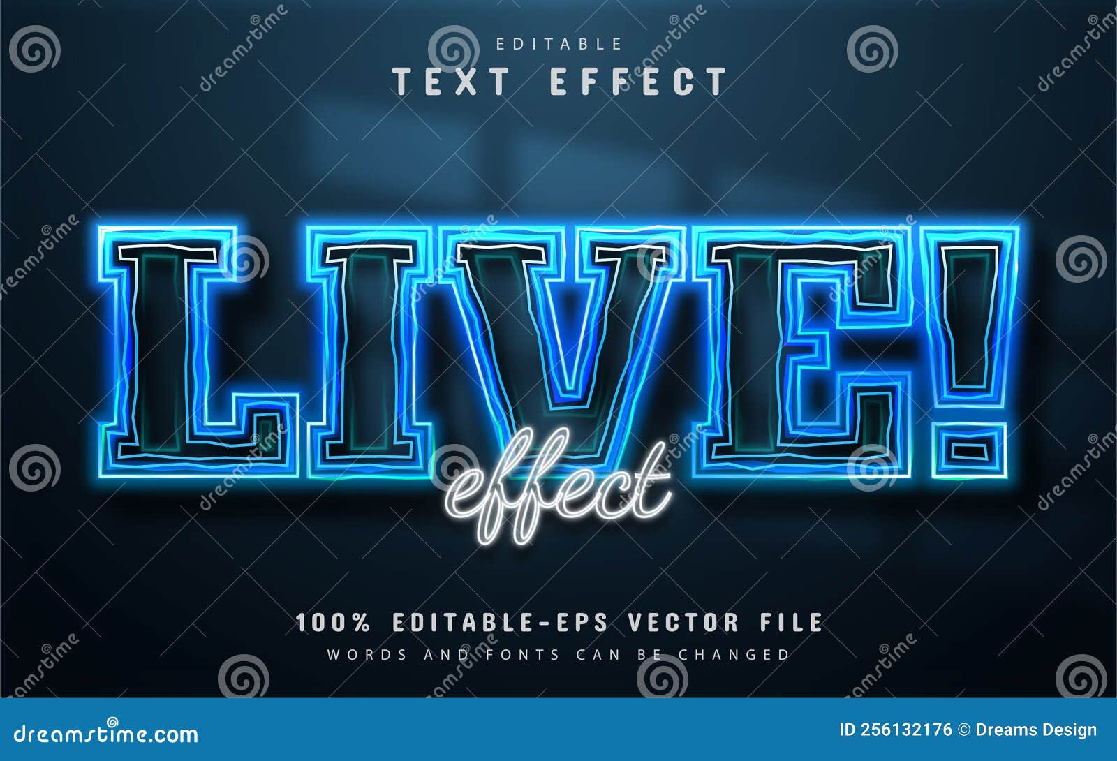 Live Text Effect Neon Style Stock Vector - Illustration of glow, music ...