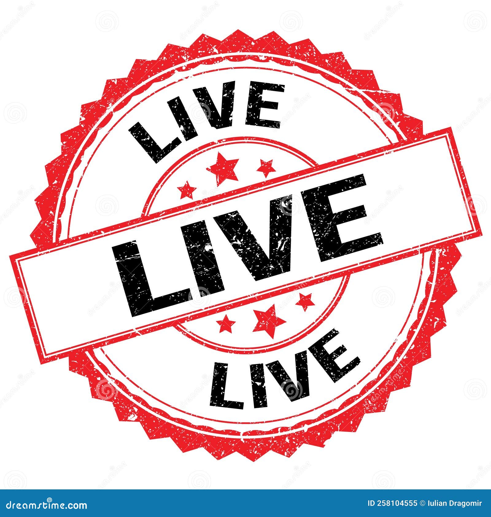 LIVE Text on Red-black Round Stamp Sign Stock Illustration ...