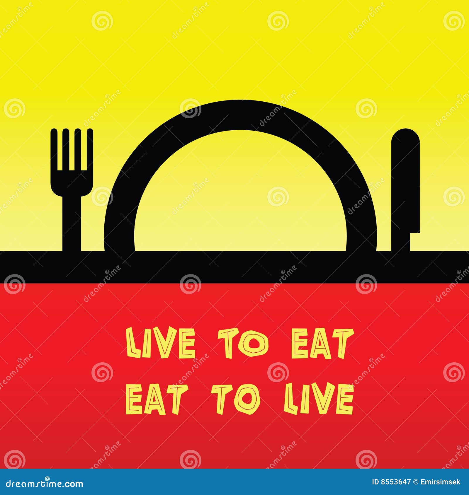 Live to eat stock vector. Illustration of card, yellow - 8553647