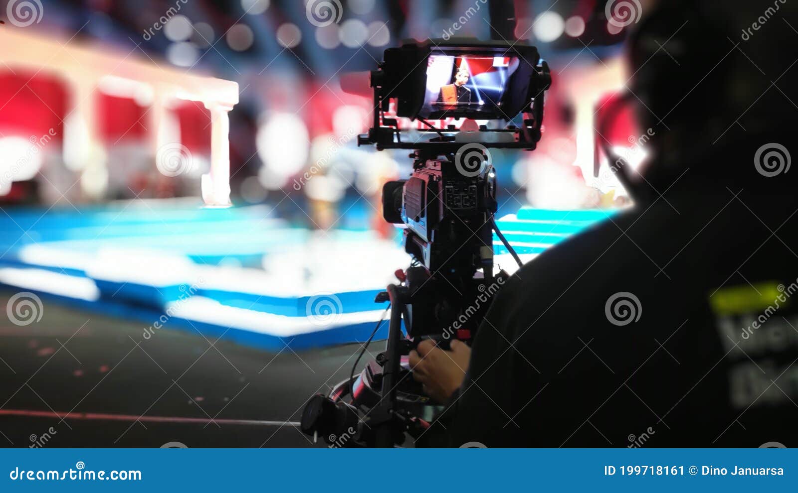 Live Tv Broadcasting Camera in Action Stock Image - Image of broadcast ...