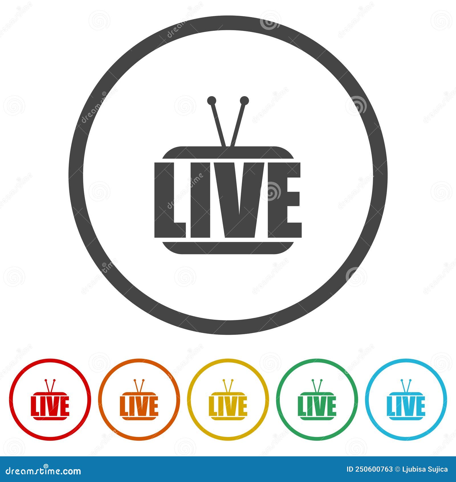 Live TV Icons in Color Circle Buttons Stock Vector - Illustration of ...