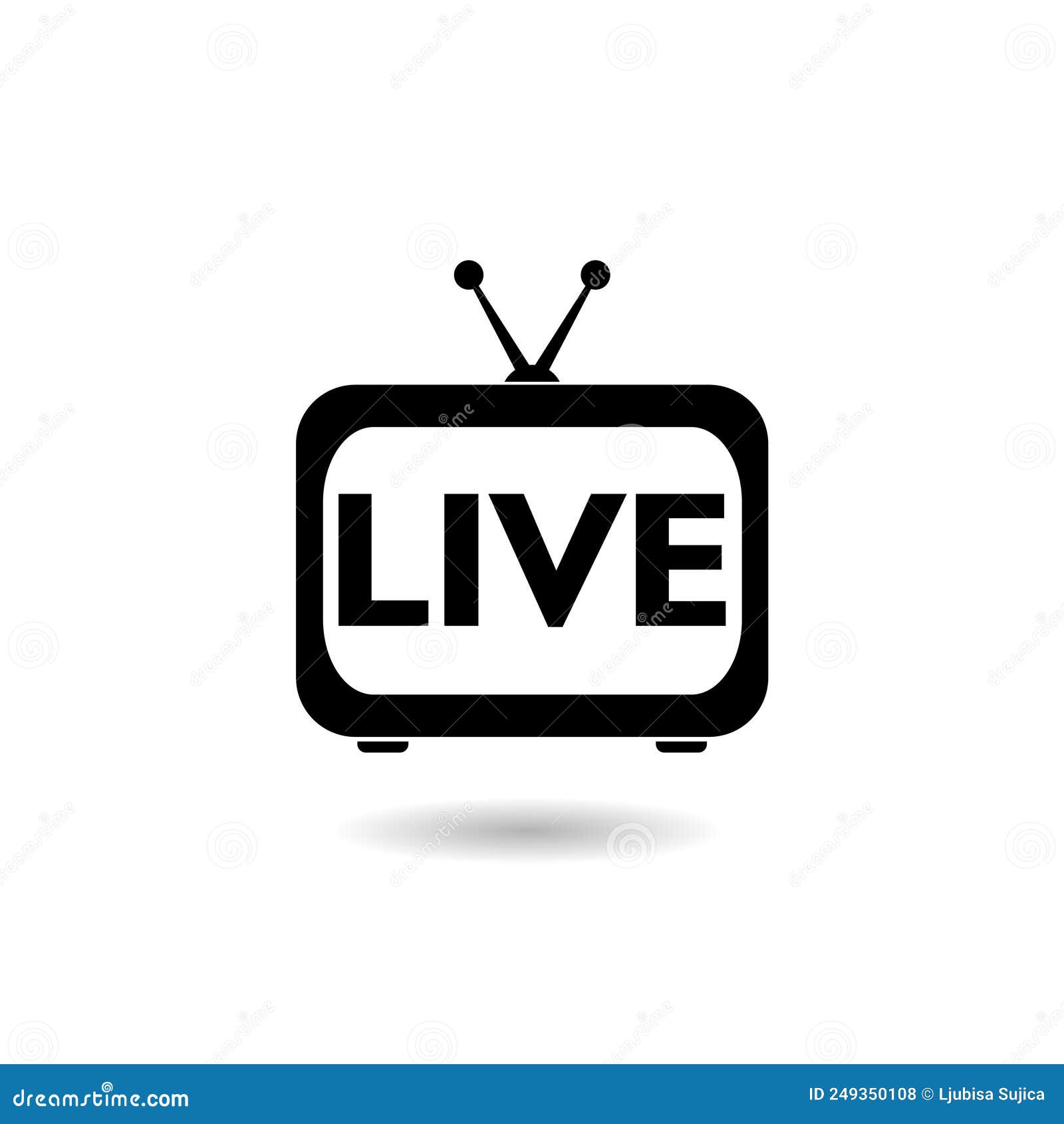 Live tv logo with shadow stock vector. Illustration of online - 249350108