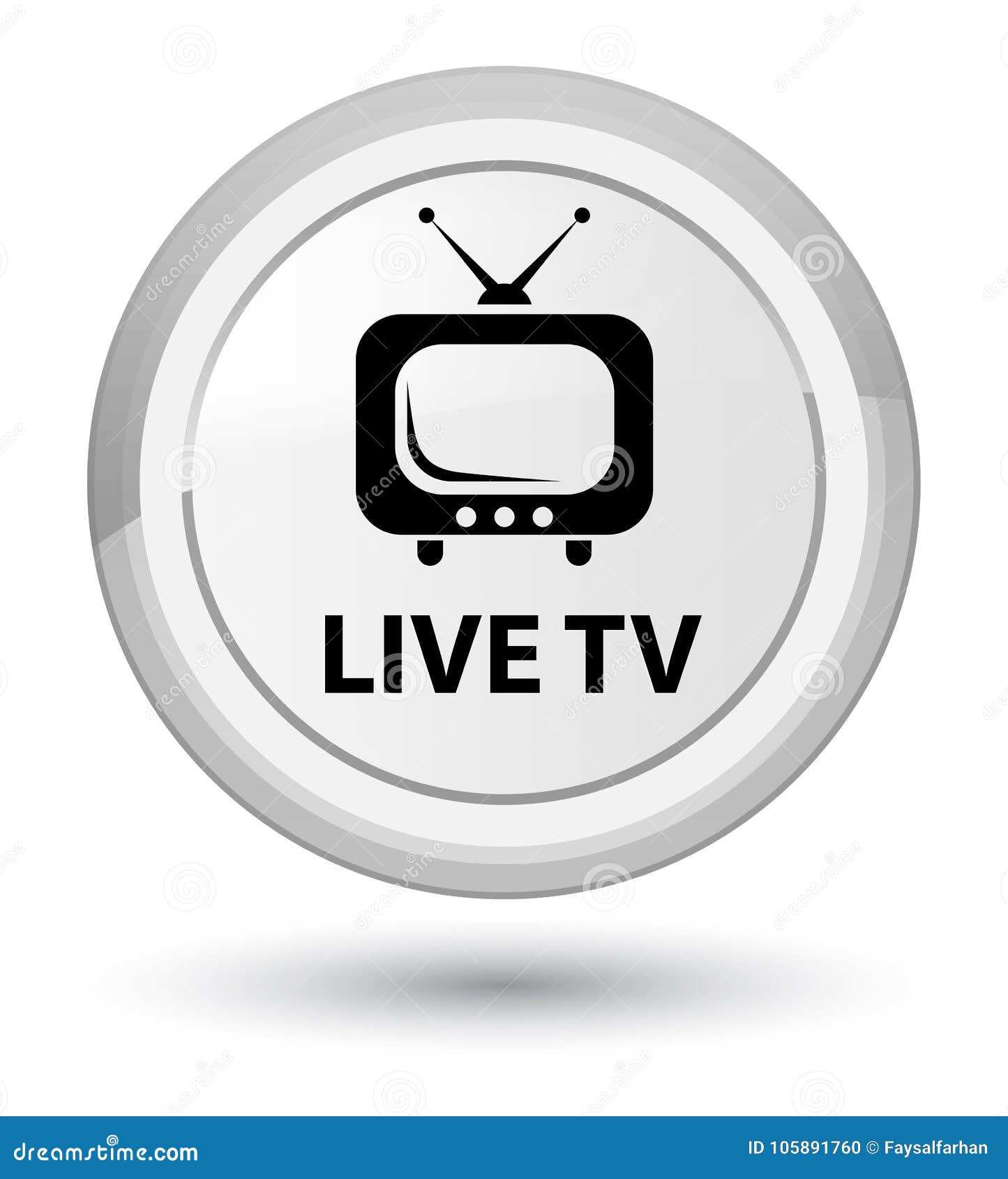 Live Tv Prime White Round Button Stock Illustration - Illustration of ...