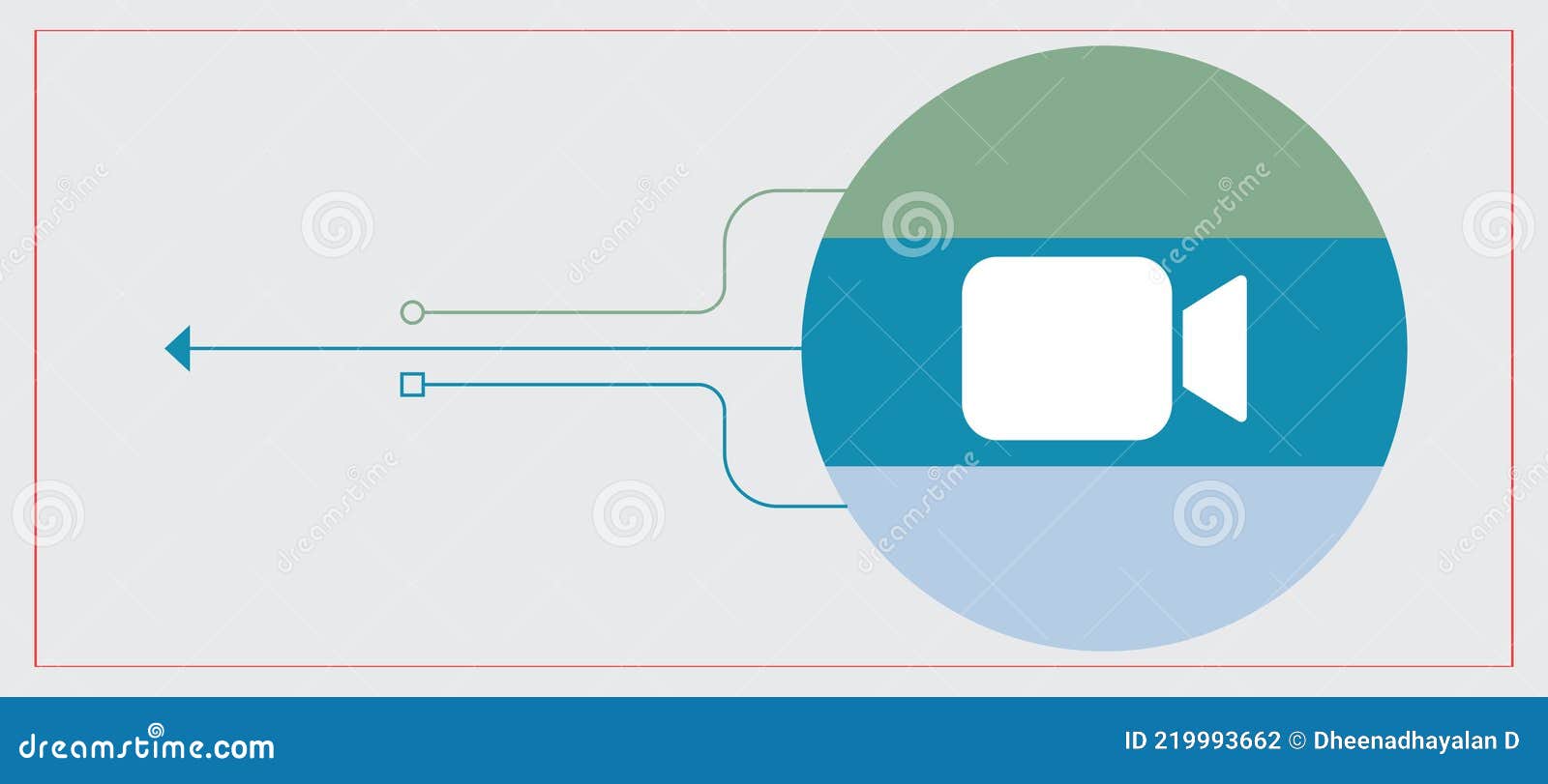 Live Video Icon Vector Illustration Rounded Circle with Circuit Line ...