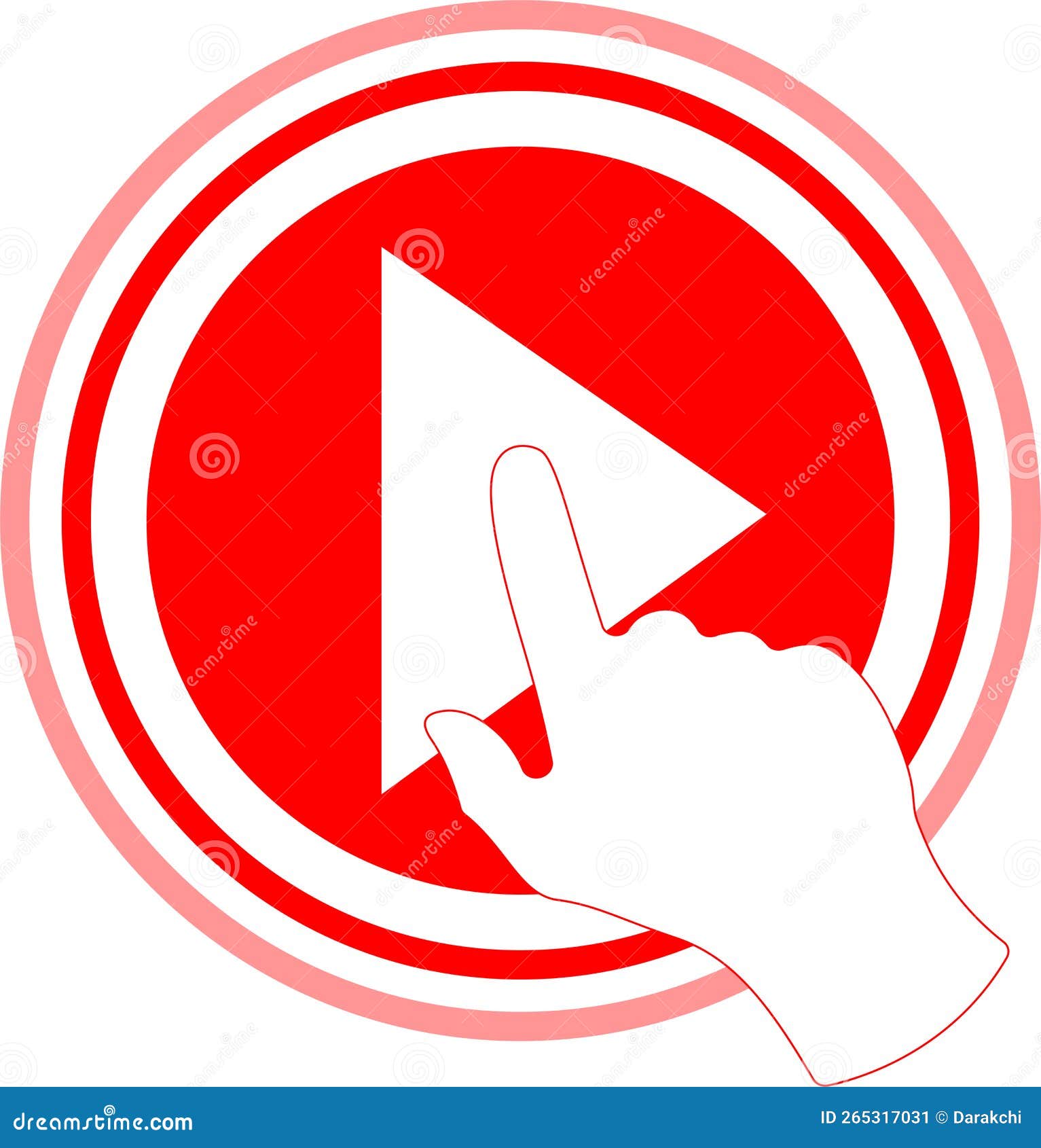 Live Video Stream with a Hand Icon, Play Button Shape Stock Vector ...