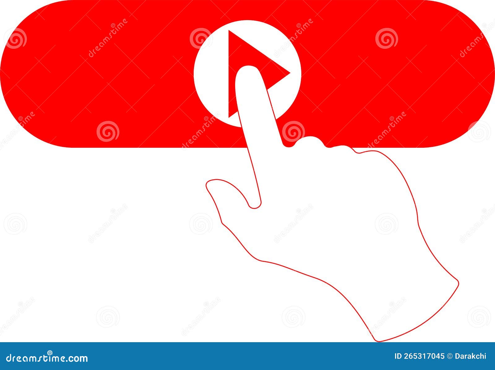 Live Video Stream with a Hand Icon, Play Button Shape Stock Vector ...