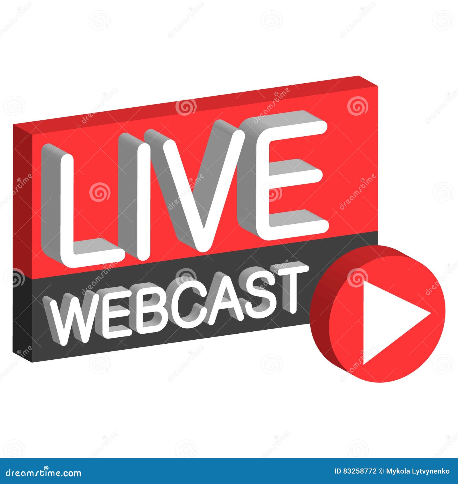 Live webcast 3D button stock vector. Illustration of concept - 83258772