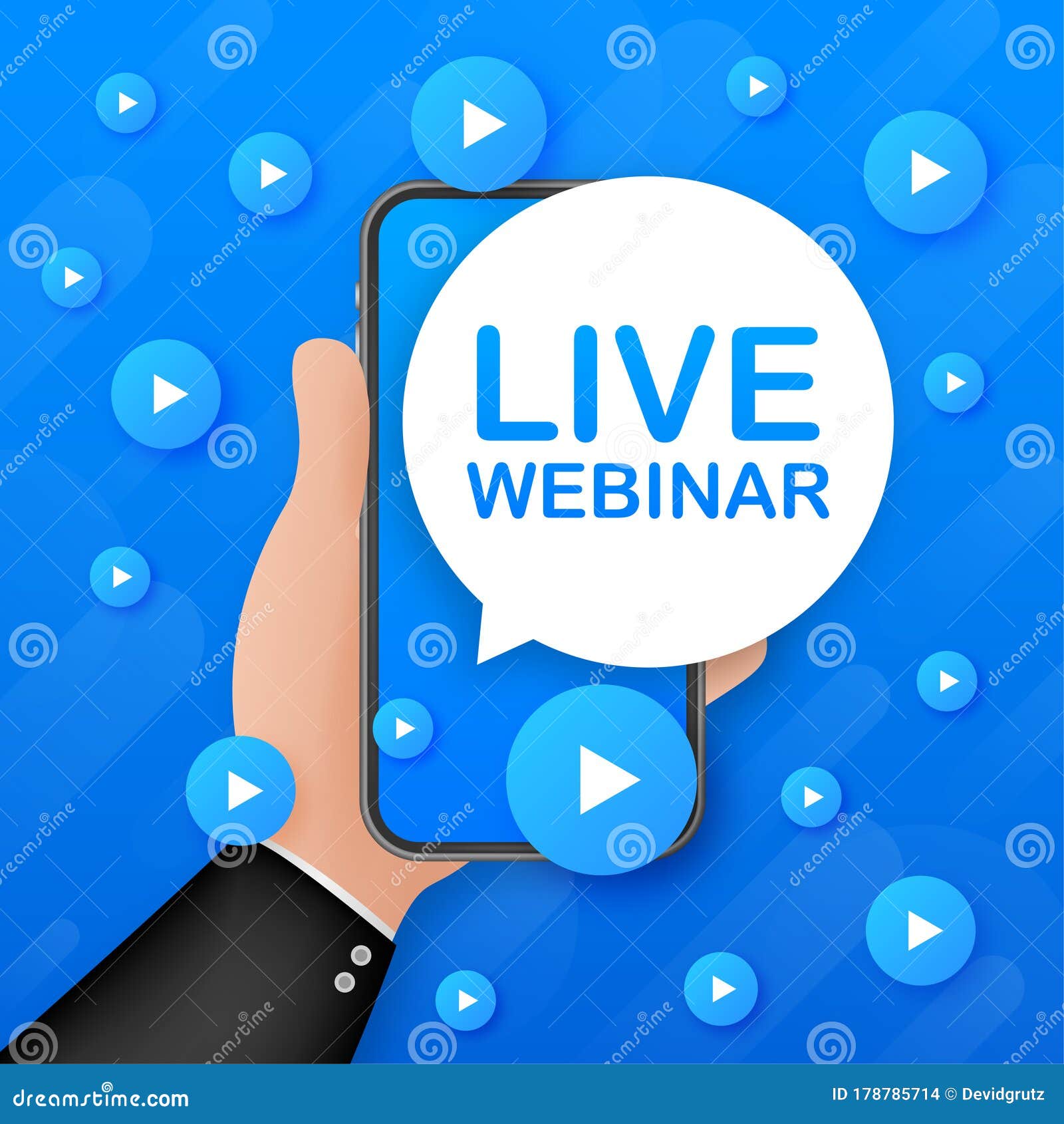 Live Webinar Banner on Smartphone Screen, Icon. Vector Stock ...
