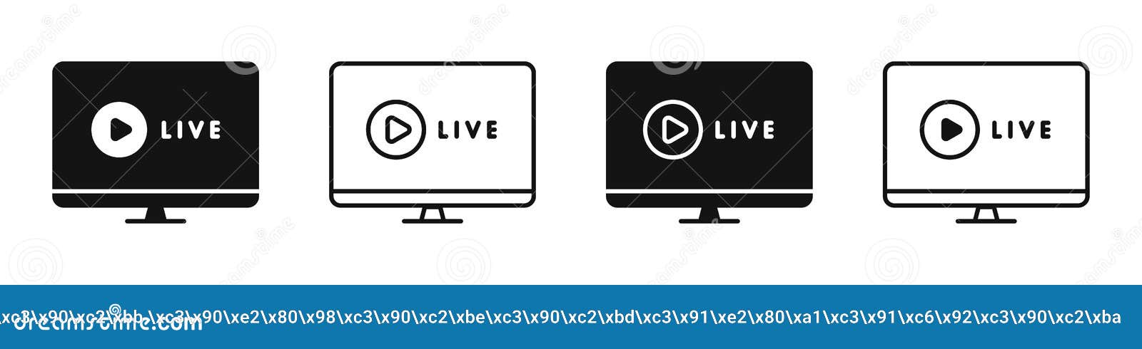 Live Webinar on Pc Screen. Icon Set. Live Stream. Online Conference ...