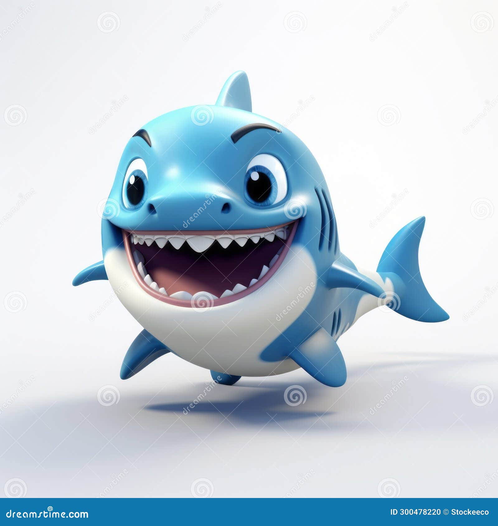 Lively Action Poses of a Cute Blue Shark in Physically Based Rendering ...