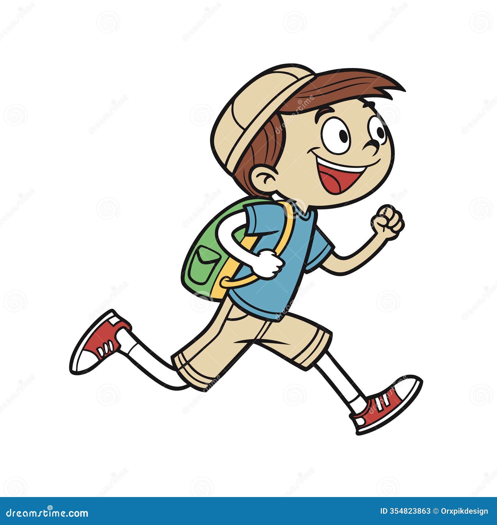 Lively Boy Ready for School Stock Illustration - Illustration of ...
