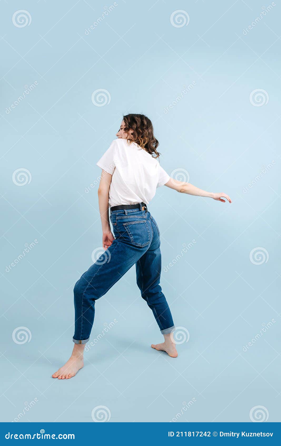 Lively Contemporary Dancer Making Twisting Motion with Outstretched ...