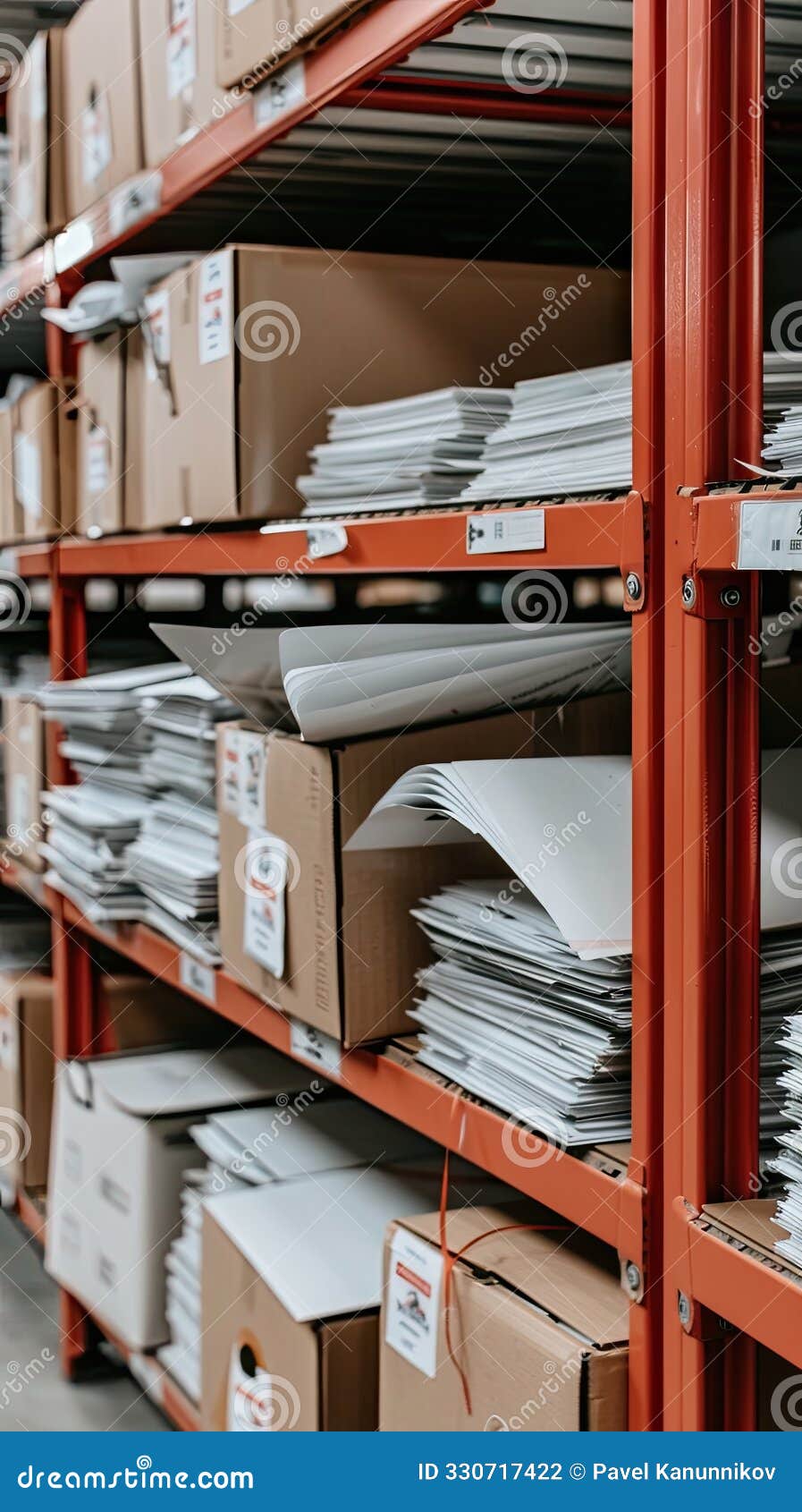 Vibrant Red Postal Shelf Brimming with Colorful Envelopes and Letters ...