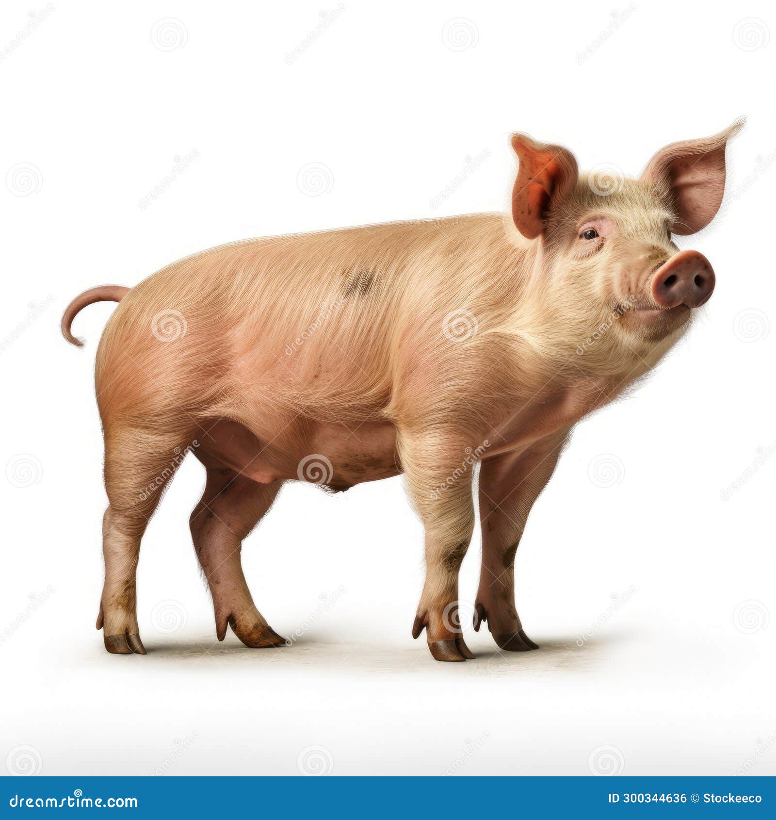 Lively Illustration of a Pig in Realistic Style on White Background ...