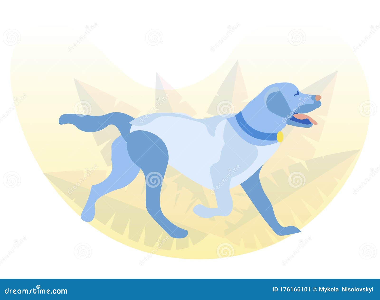 Lively Labrador Retriever Walking in Park or Woods Stock Vector ...