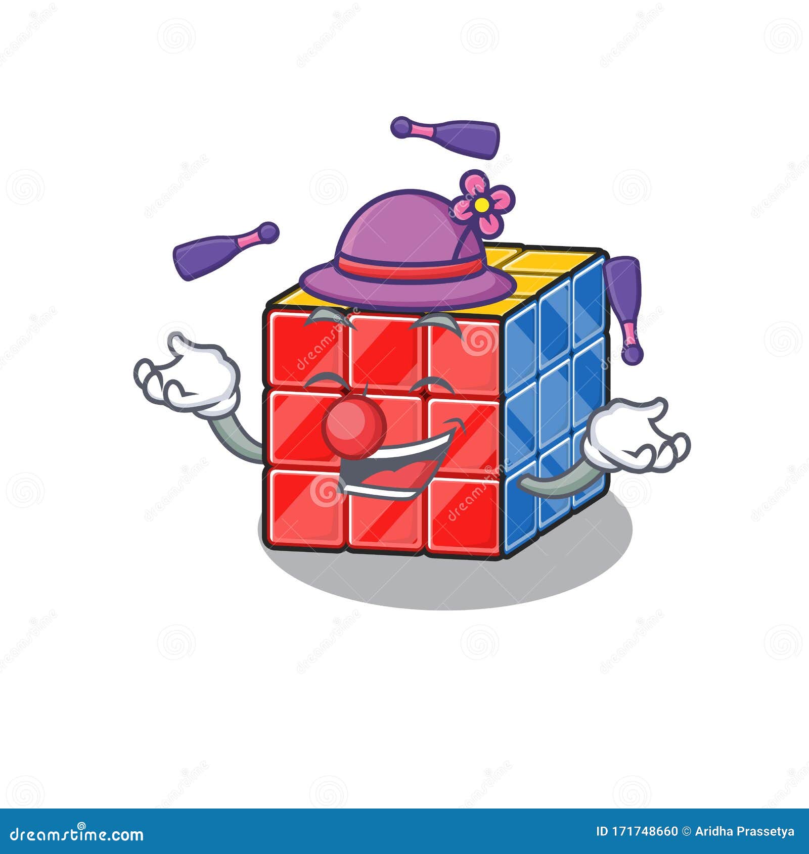 A Lively Rubic Cube Cartoon Character Design Playing Juggling Editorial ...