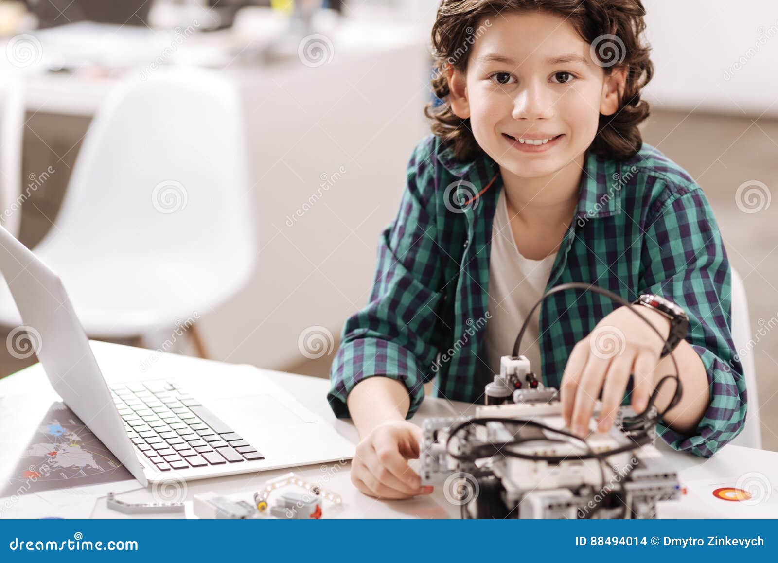 Lively Teen Boy Studying in the Science Studio Stock Photo - Image of ...