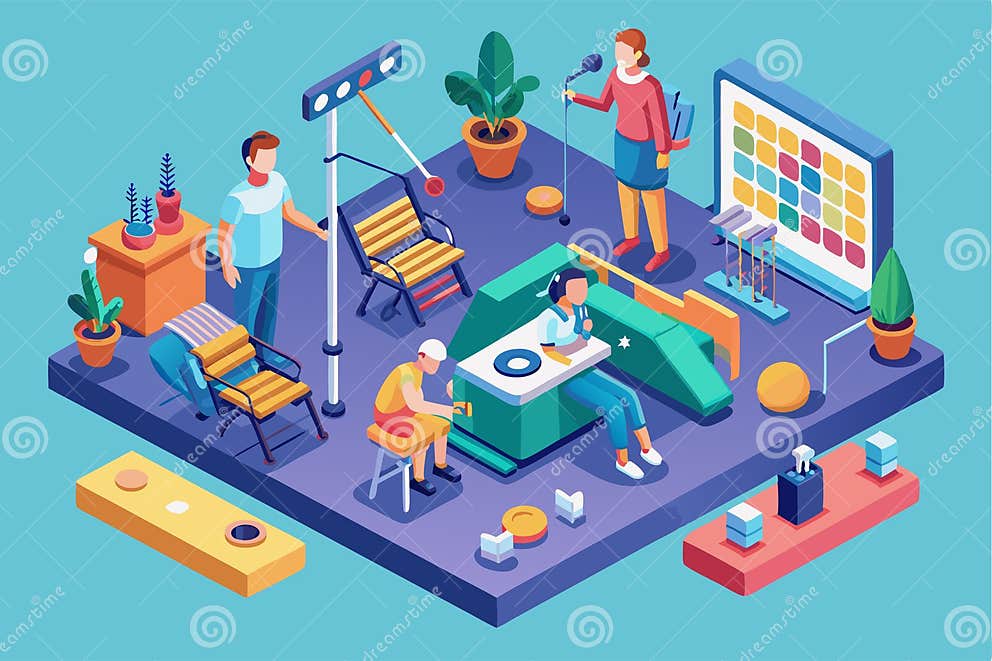 A Lively Workspace Featuring Various Professionals Engaged in Creative ...